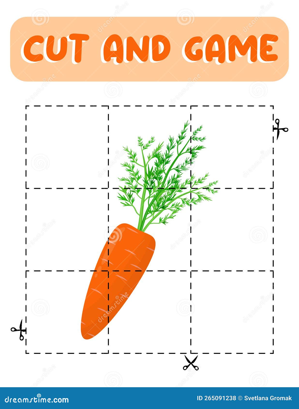 Cut and Glue Carrot. Educational Children Game, Printable Worksheet ...
