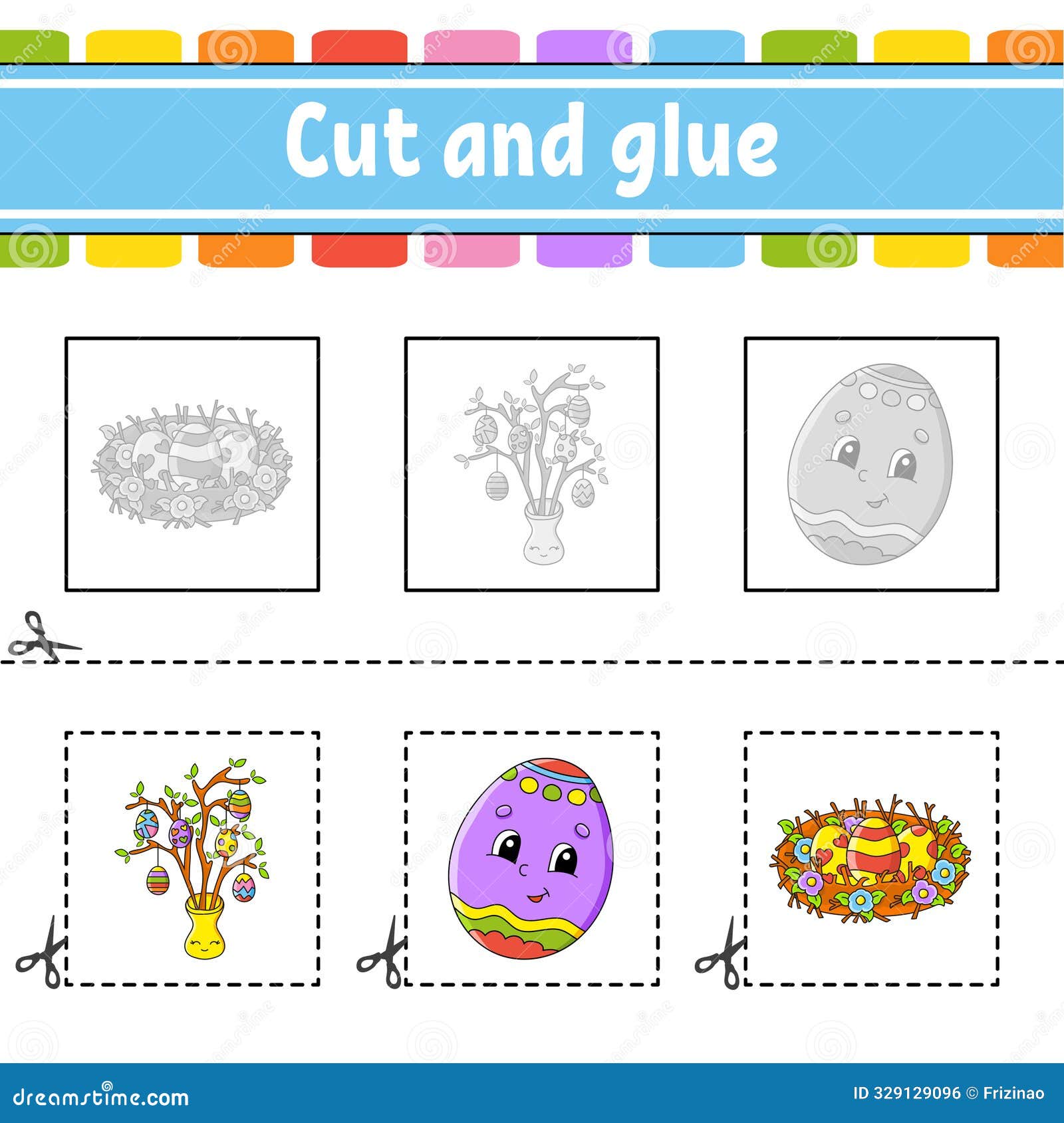 Cut and Glue. Game for Kids. Education Developing Worksheet. Color ...
