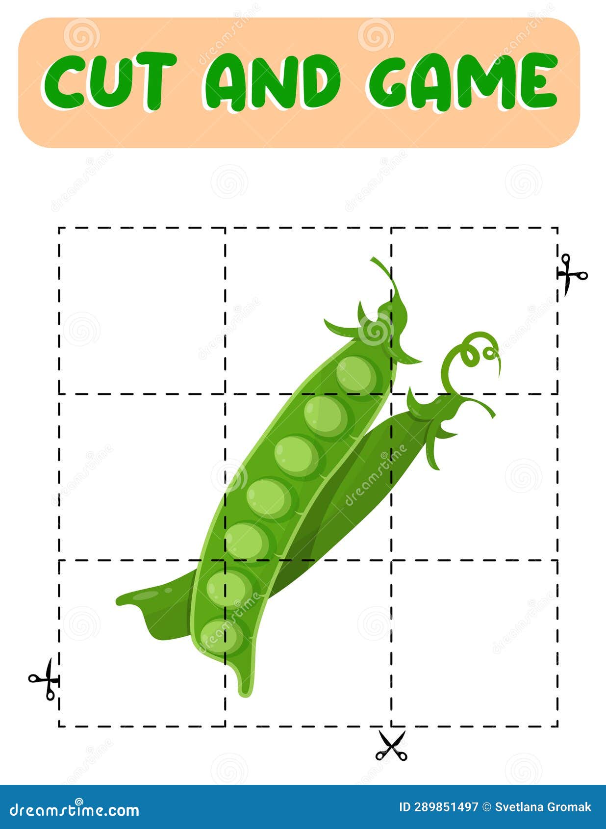 Cut and Glue. Green Peas. Educational Game for Children. Stock ...
