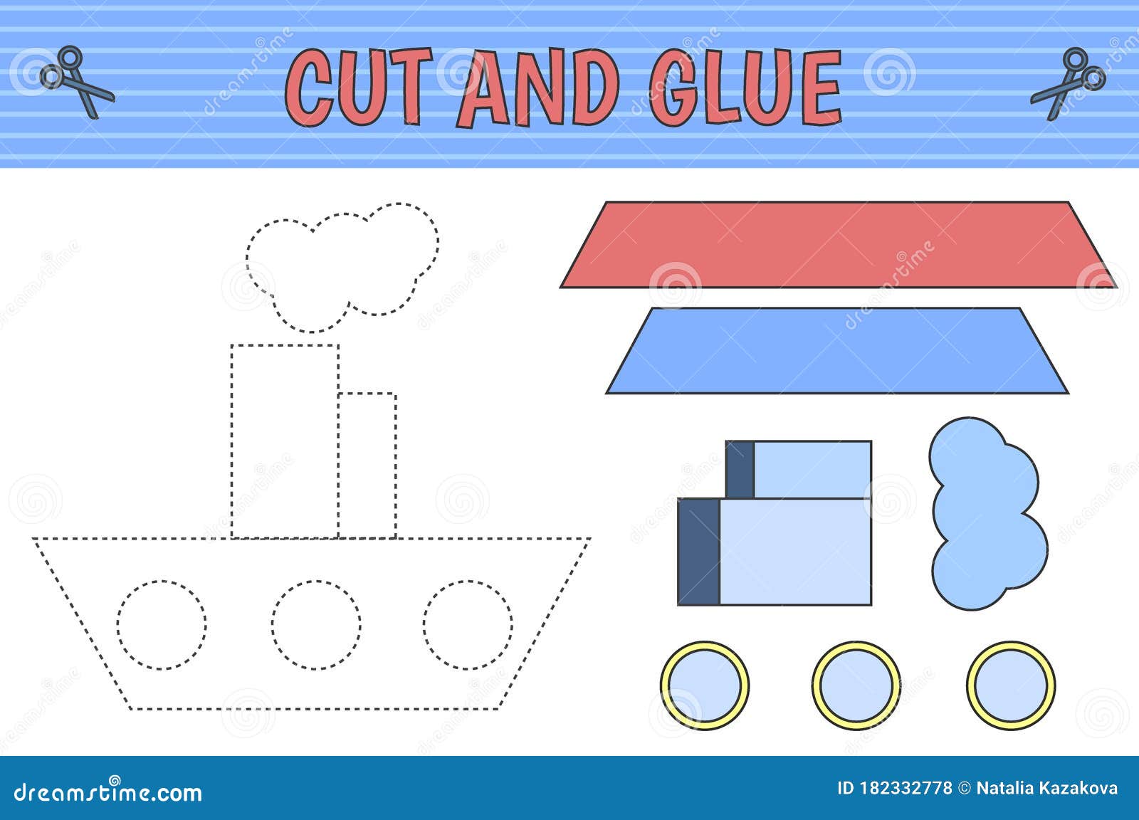 Cut and glue. Ship stock vector. Illustration of children - 182332778