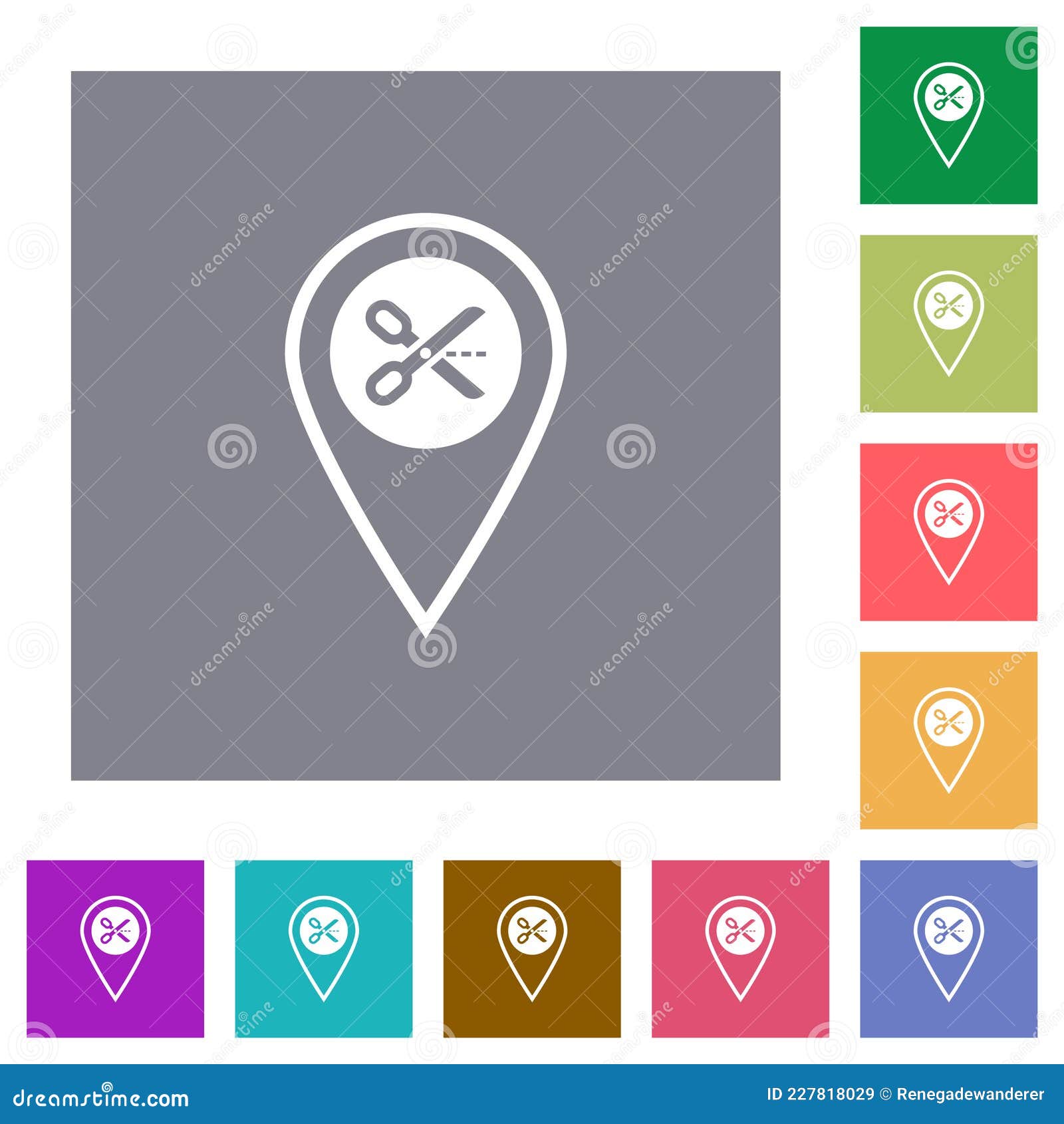 Cut GPS Location Square Flat Icons Stock Vector - Illustration of plain ...