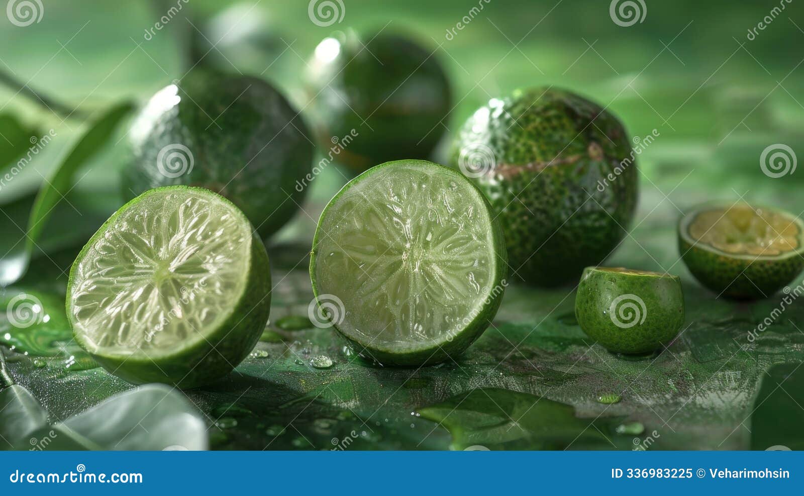 Cut Green Calamansi With Background In A Green Calamansi Garden Stock ...