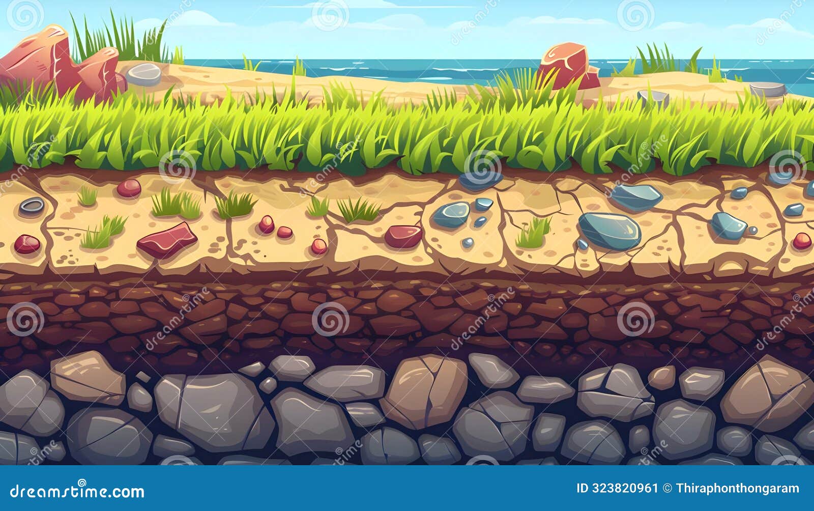 Cut ground layer for game stock illustration. Illustration of moisture ...