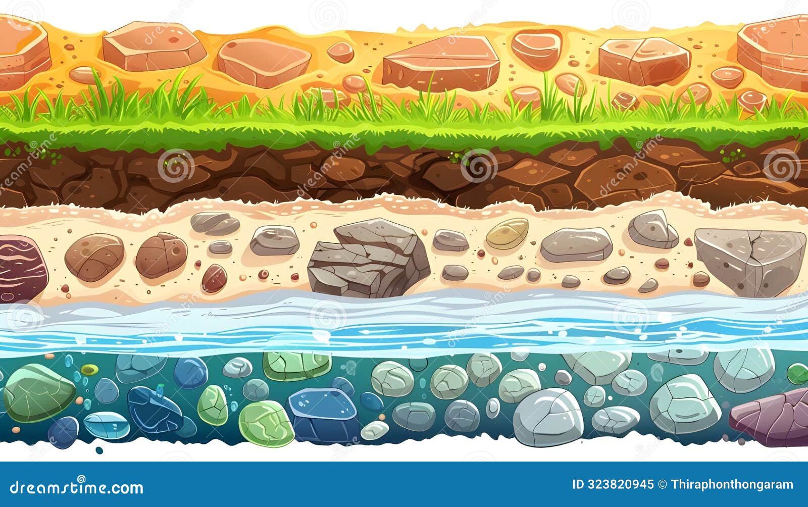 Cut ground layer for game stock illustration. Illustration of lawn ...