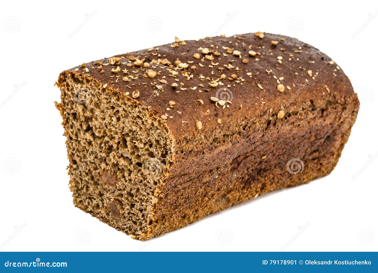 Cut in Half a Loaf of Bread Made of Dark Flour, Isolated on White ...