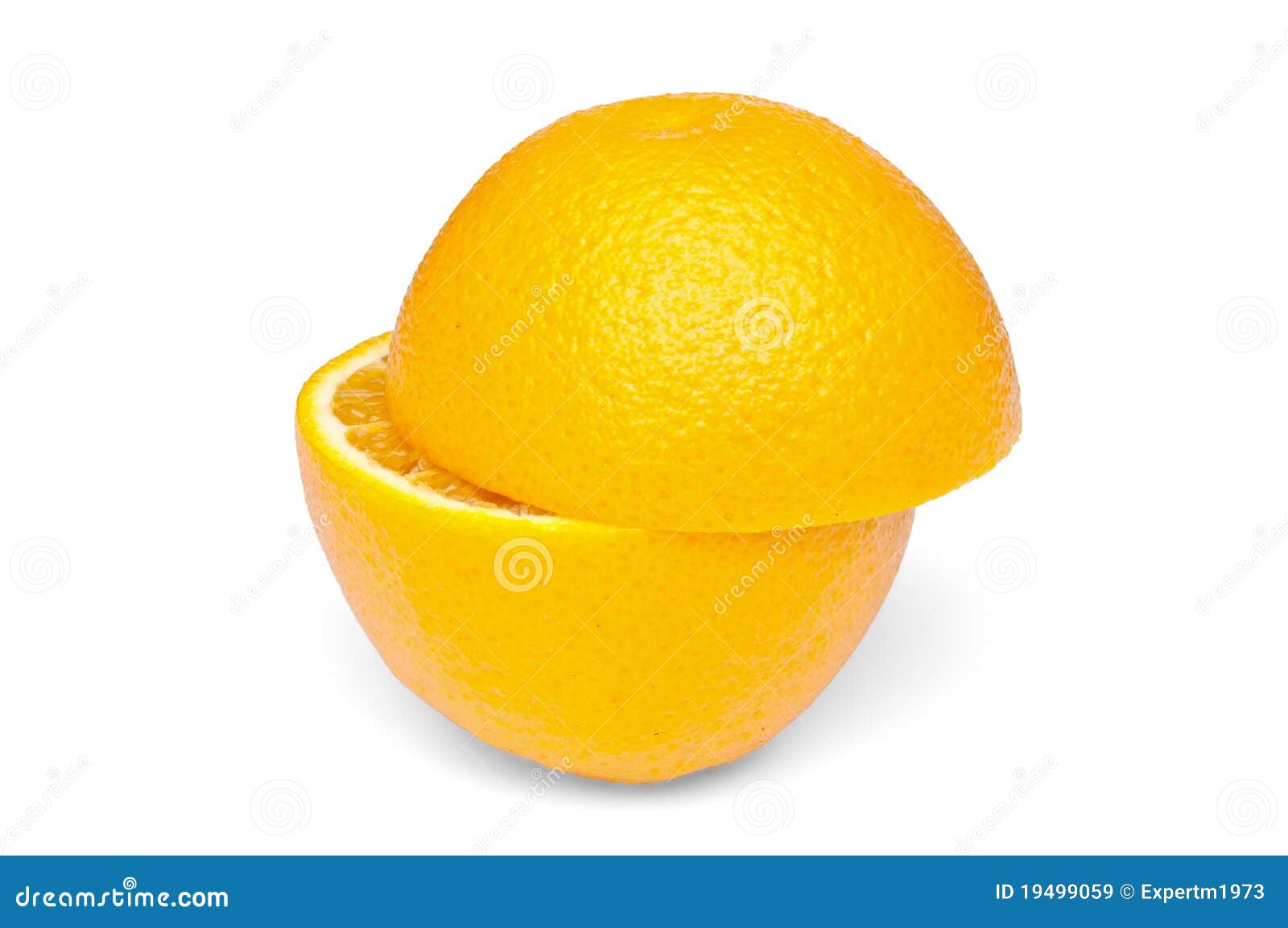 Cut in half an orange stock image. Image of ripe, single - 19499059