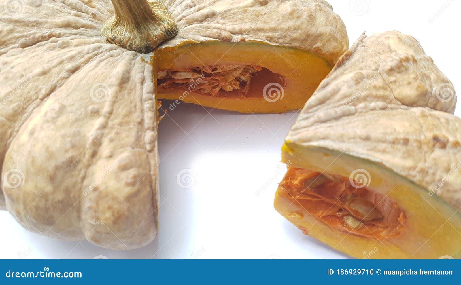 Cut half a pumpkin stock photo. Image of bread, cuisine - 186929710