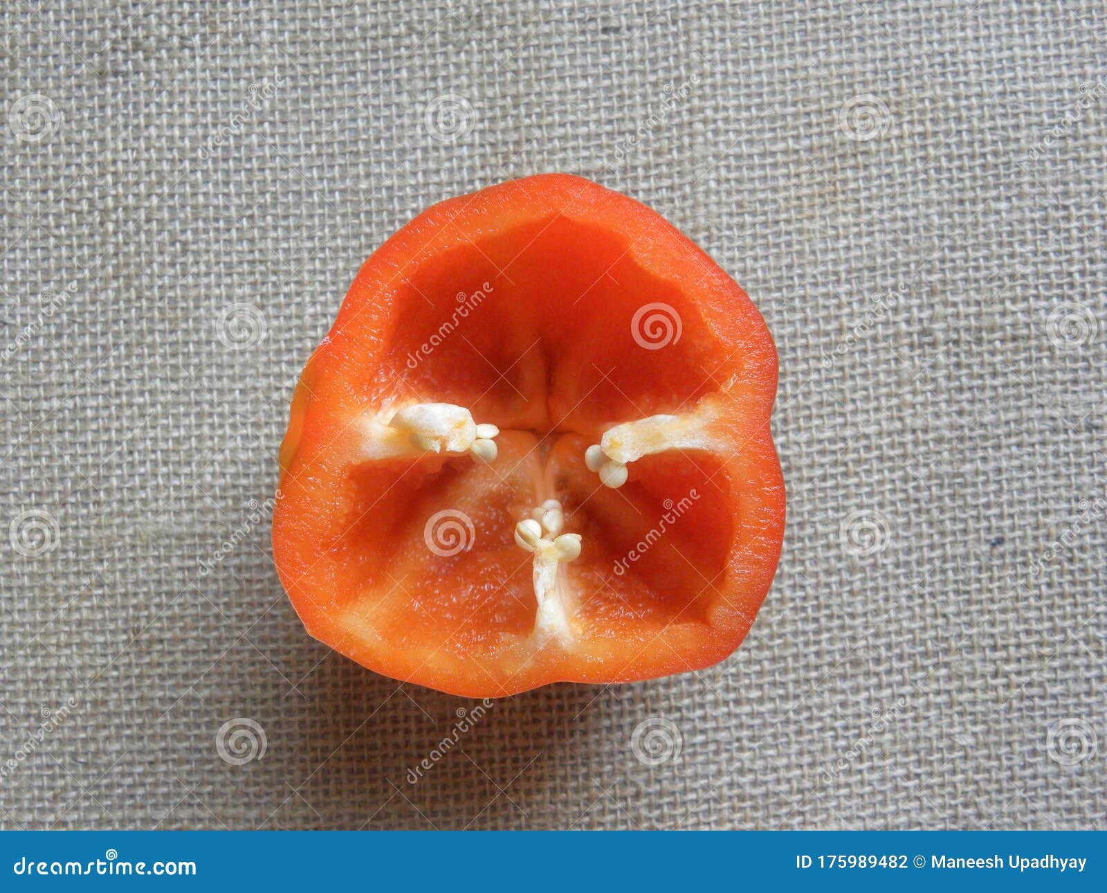 Cut Half of Red Bell Pepper Stock Photo - Image of vitamins, color ...