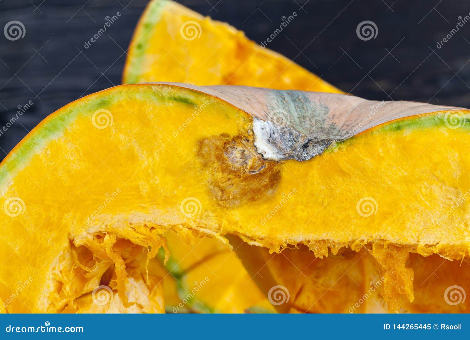 Cut in half rotten pumpkin stock image. Image of garbage - 144265445