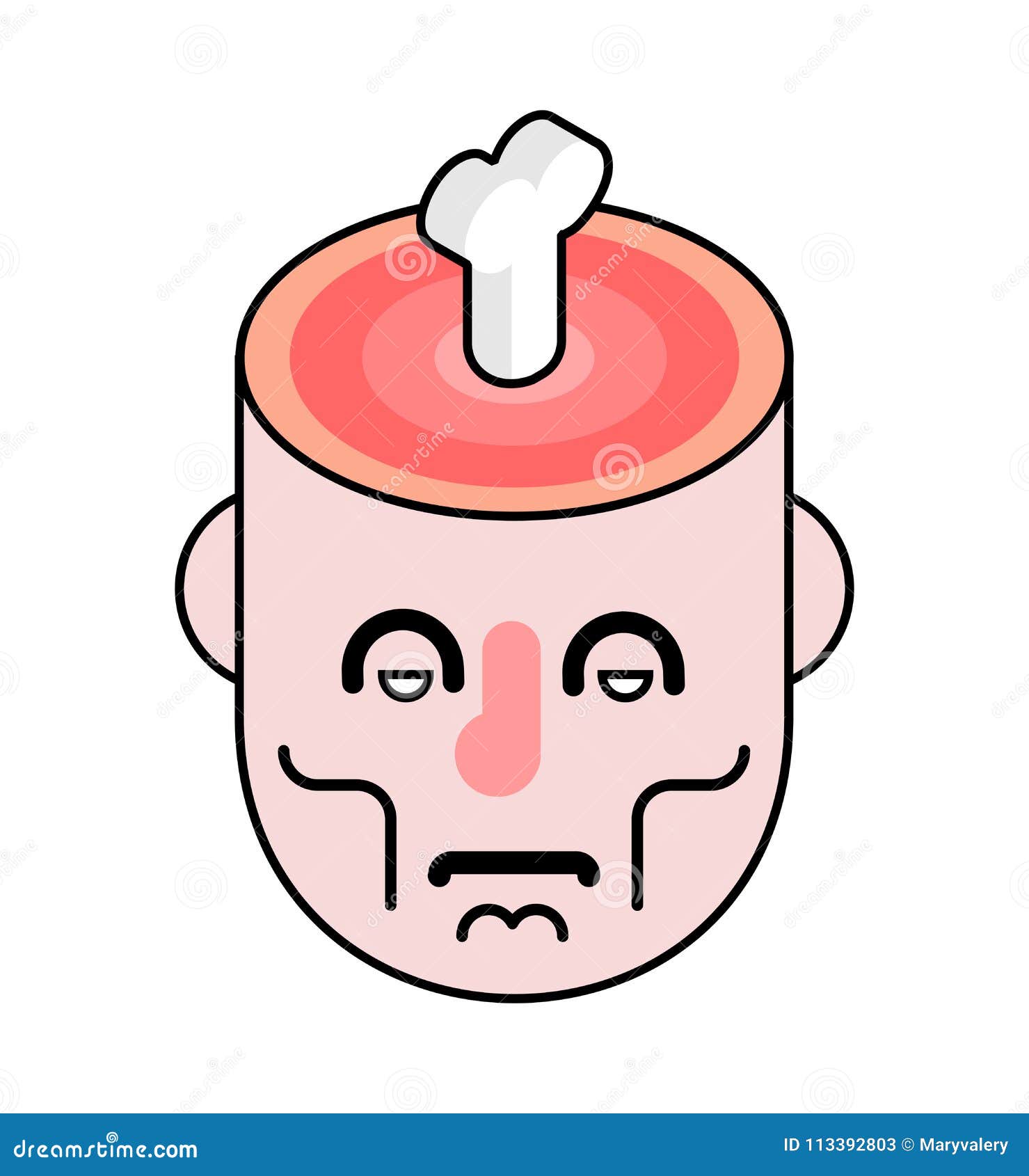 Cut Head and Bone in Brain. Slice Skull Stock Vector - Illustration of ...