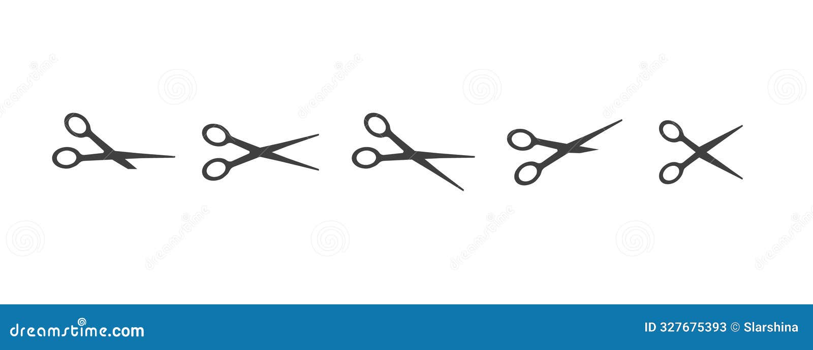 Cut Here Icon. Black Scissors Cutting. Set of Different Shears on White ...