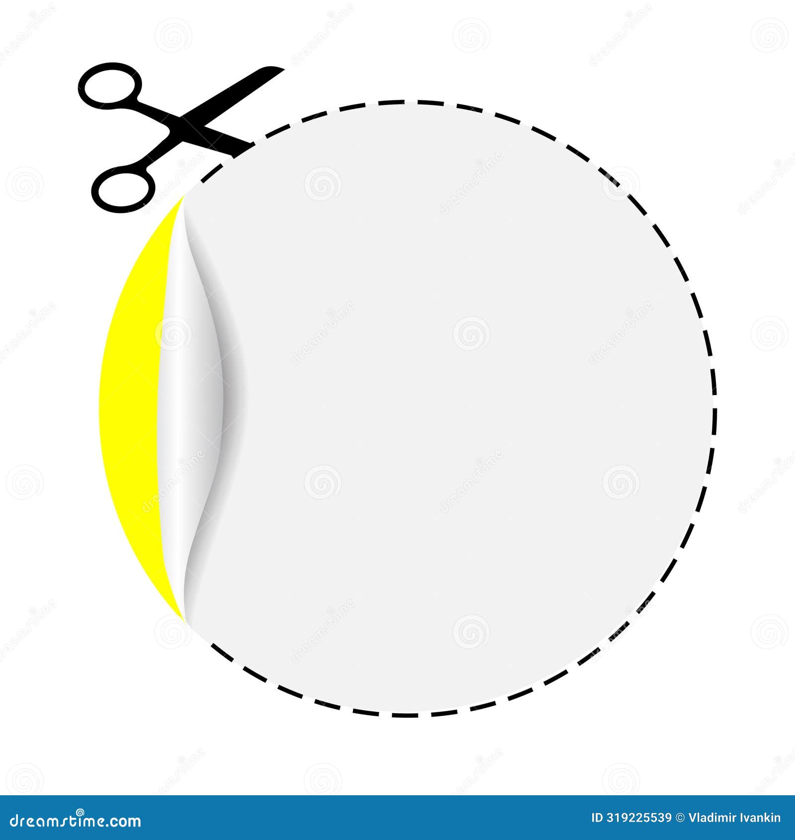 Cut Here Symbol with Scissors Stock Vector - Illustration of sticker ...