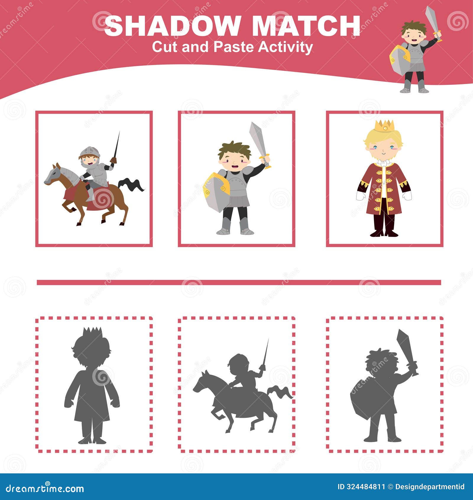 Cut the Image in Each Box and Glue it on Each Shadow Stock Vector ...