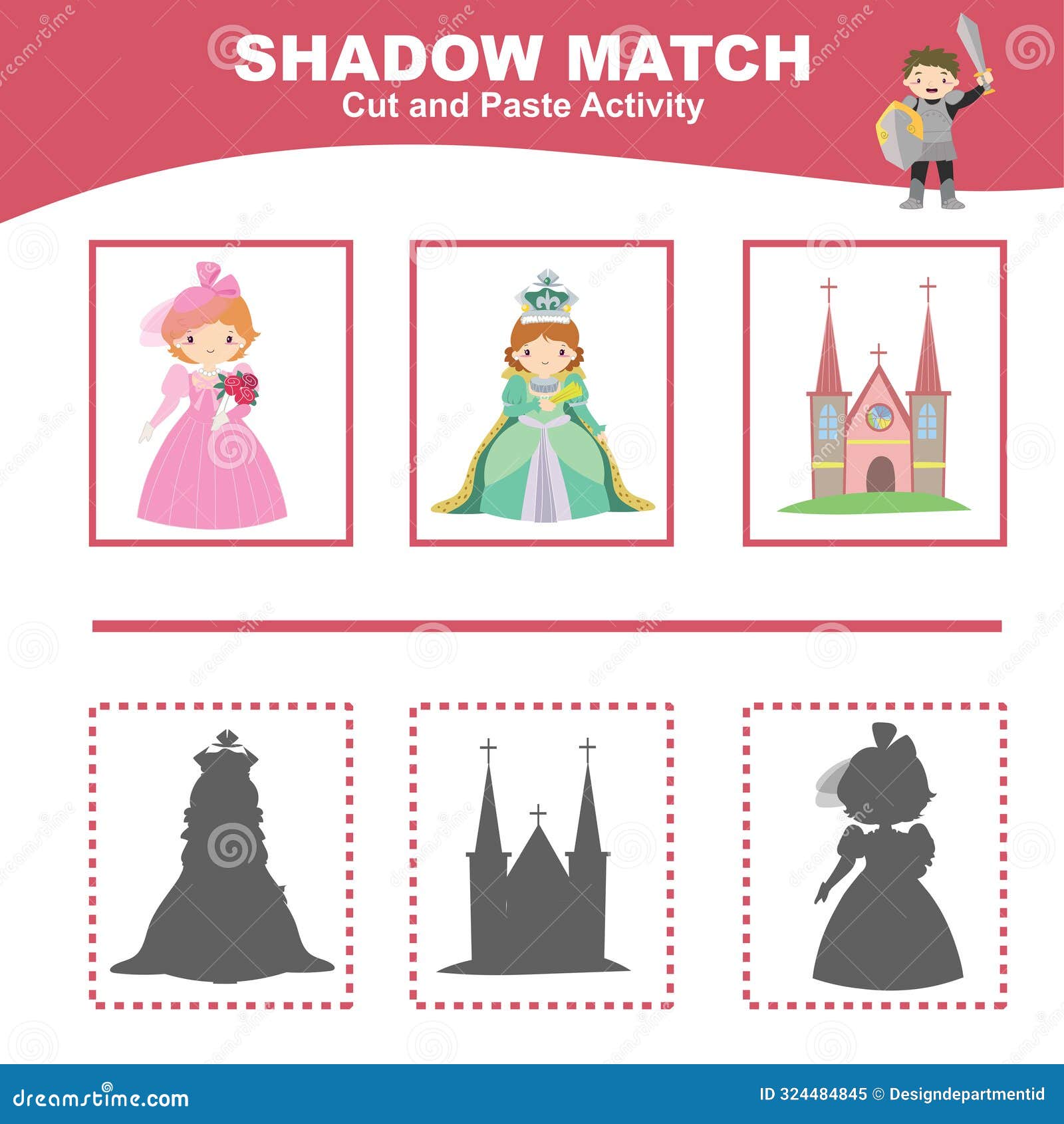 Cut the Image in Each Box and Glue it on Each Shadow Stock Vector ...
