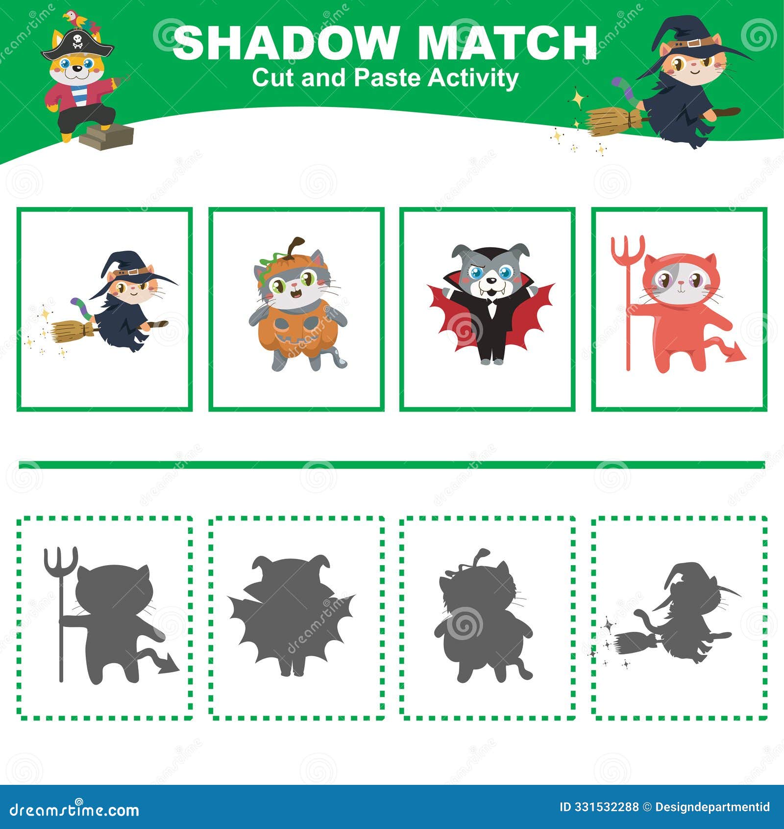 Cut the Image in Each Box and Glue it on Each Shadow Worksheet Stock ...