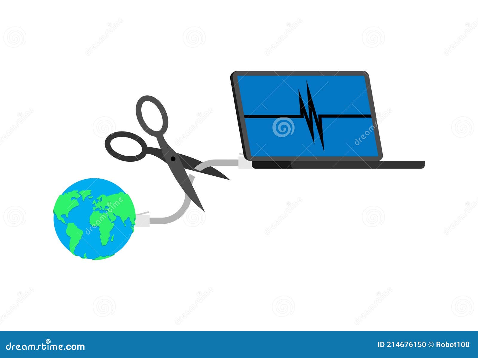Cut Internet Cable. End of Internet Stock Vector - Illustration of cord ...