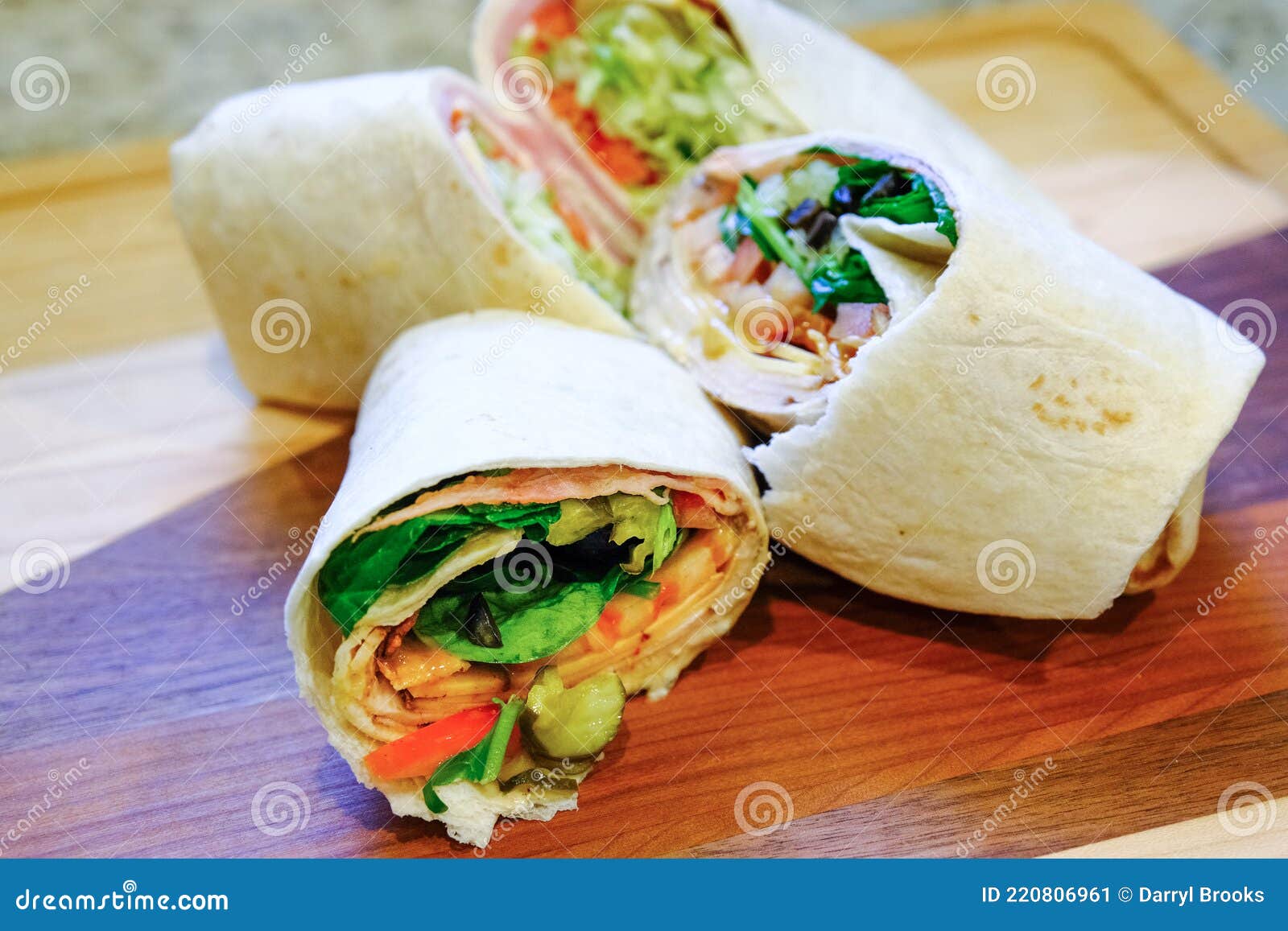 Cut Wrap on Board stock image. Image of sandwich, snack - 220806961