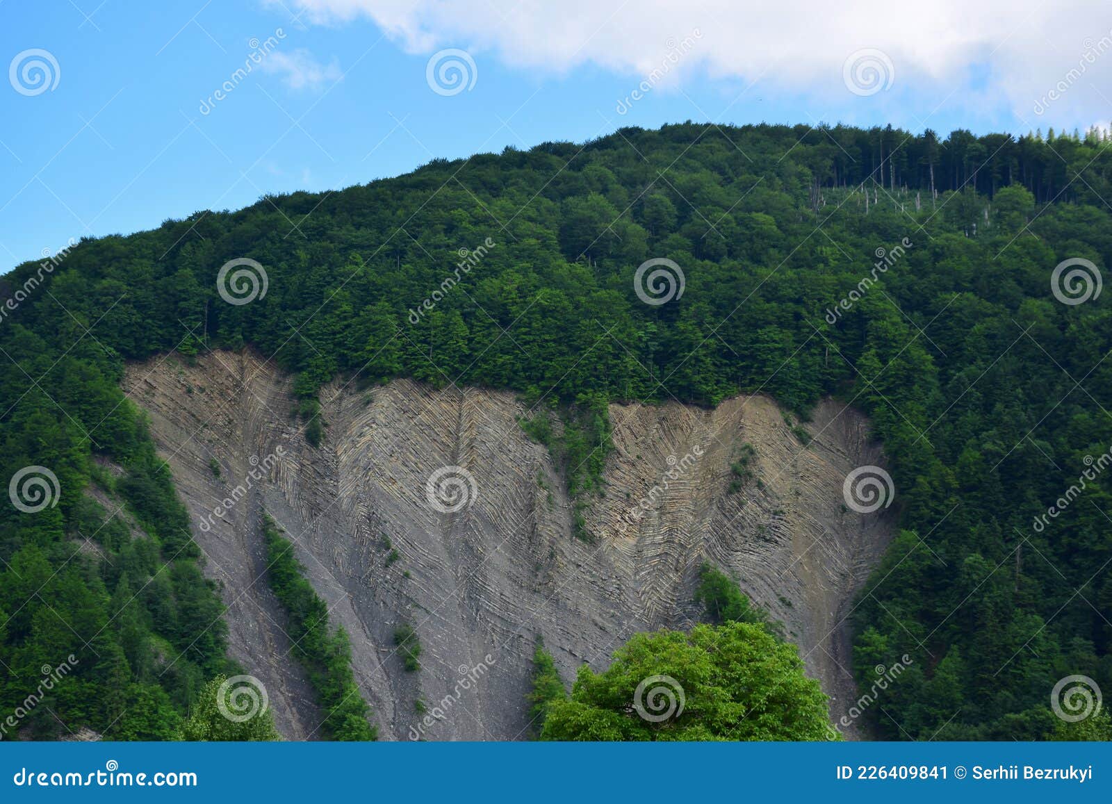 A Cut of a Large Rock with Multiple Horizontal Lines in the Stone from ...
