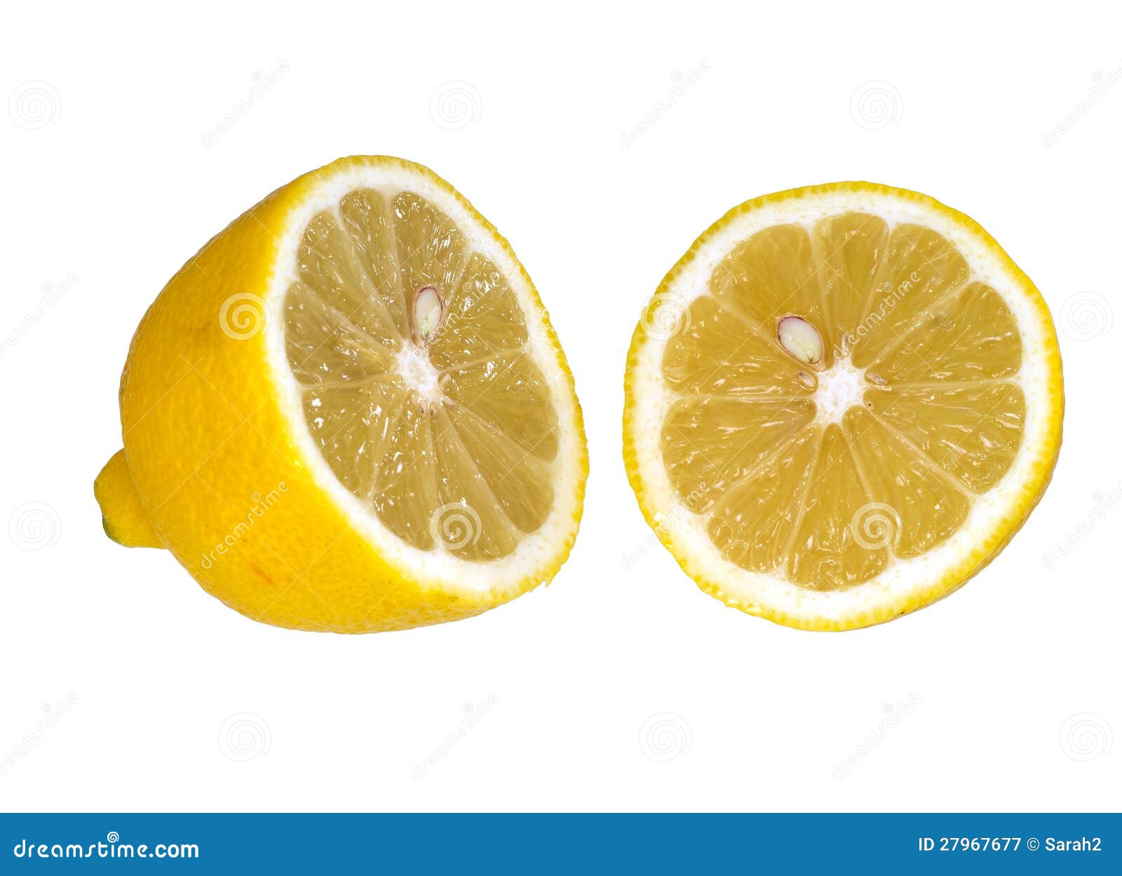 Cut Lemon Halves Isolated Over White Stock Image - Image of white ...