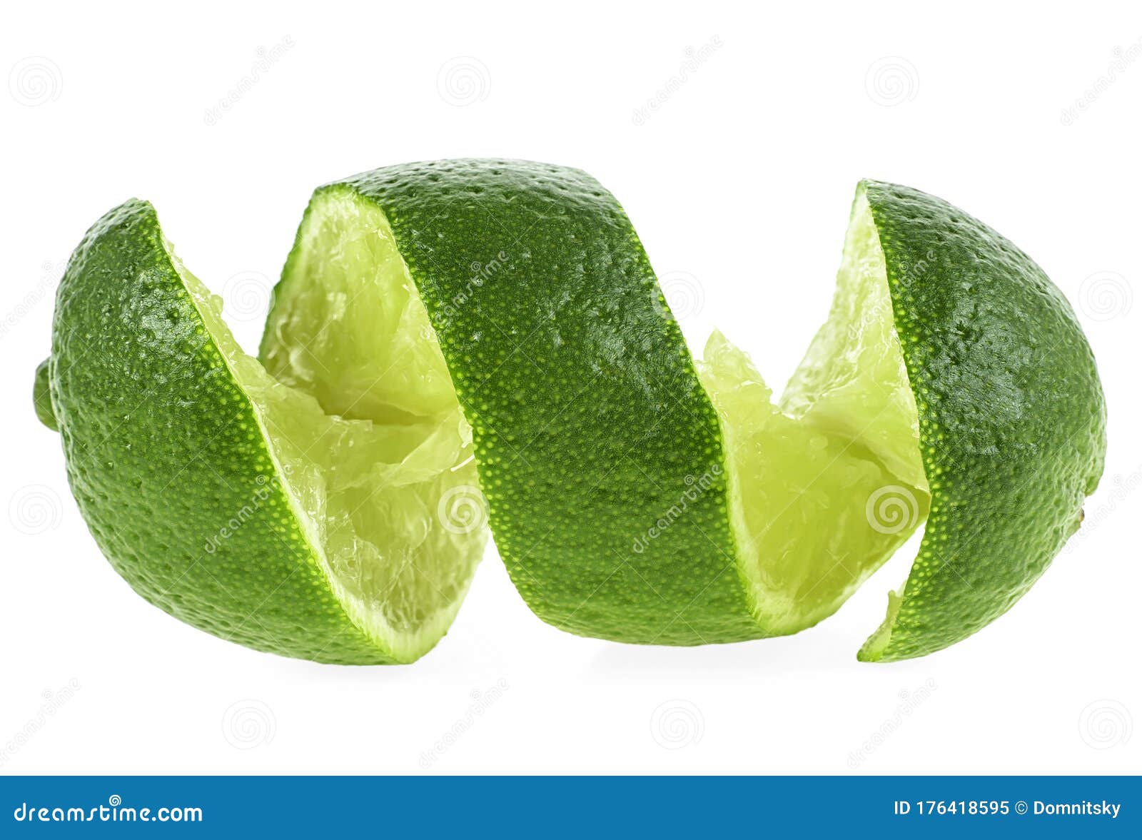 Cut Lime in Shape of Spiral on White Background Stock Image - Image of ...
