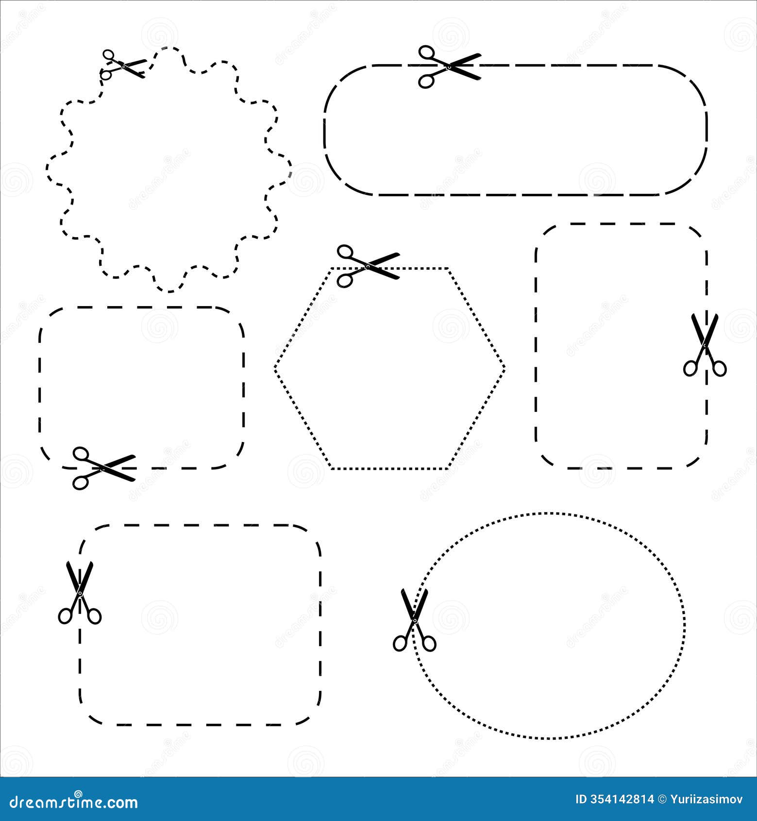 Scissors Cut Lines Symbol. Scissor Cutting Trim Icon. Vector ...