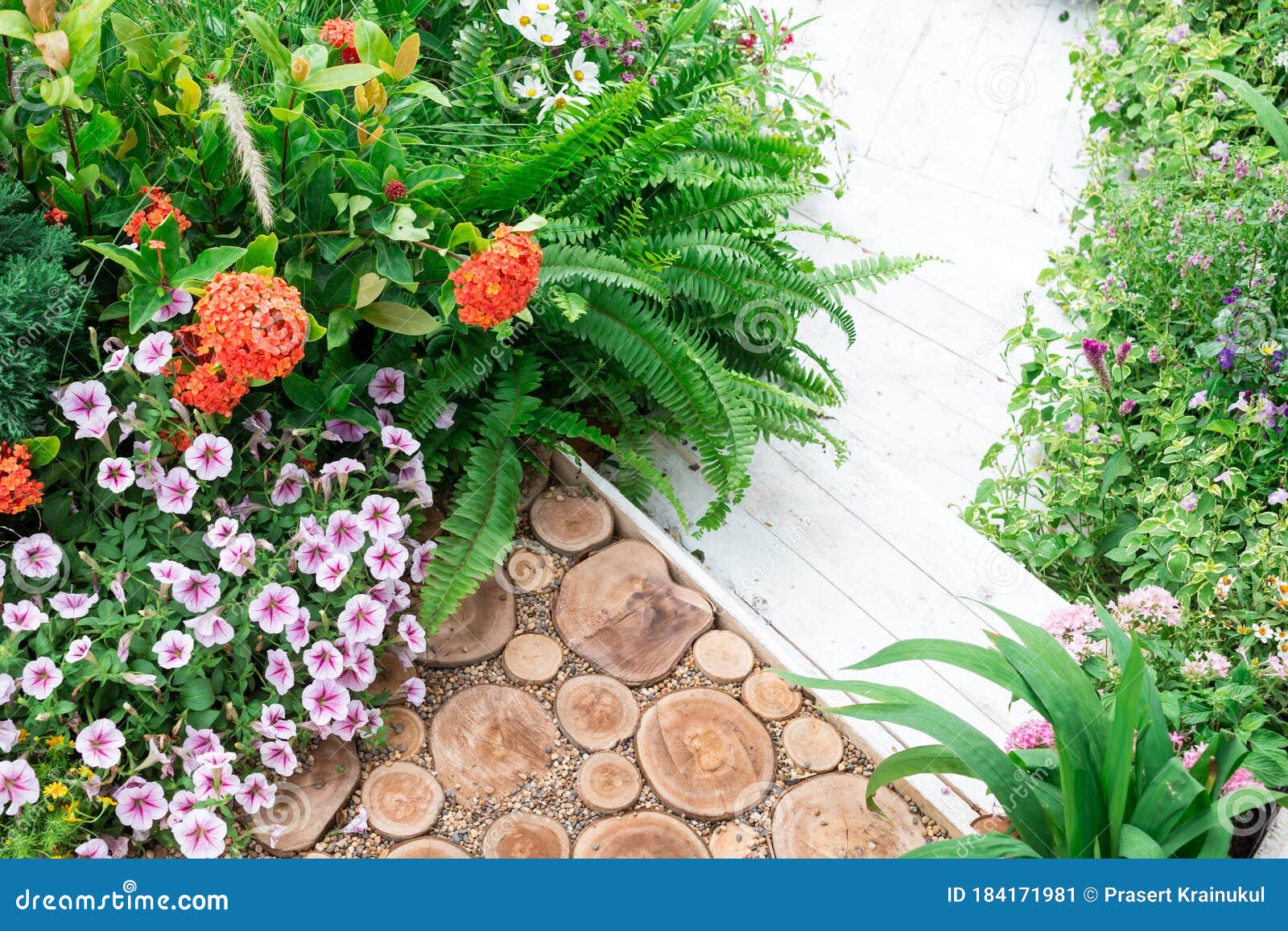Cut Logs, Path, Garden Decorative Stock Image - Image of landscaping ...