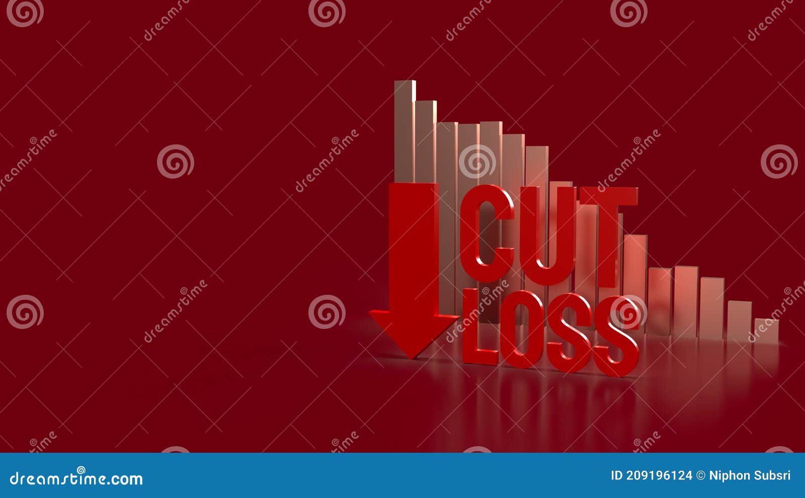 The Cut Loss Red Text and Chart for Business Content 3d Rendering Stock ...