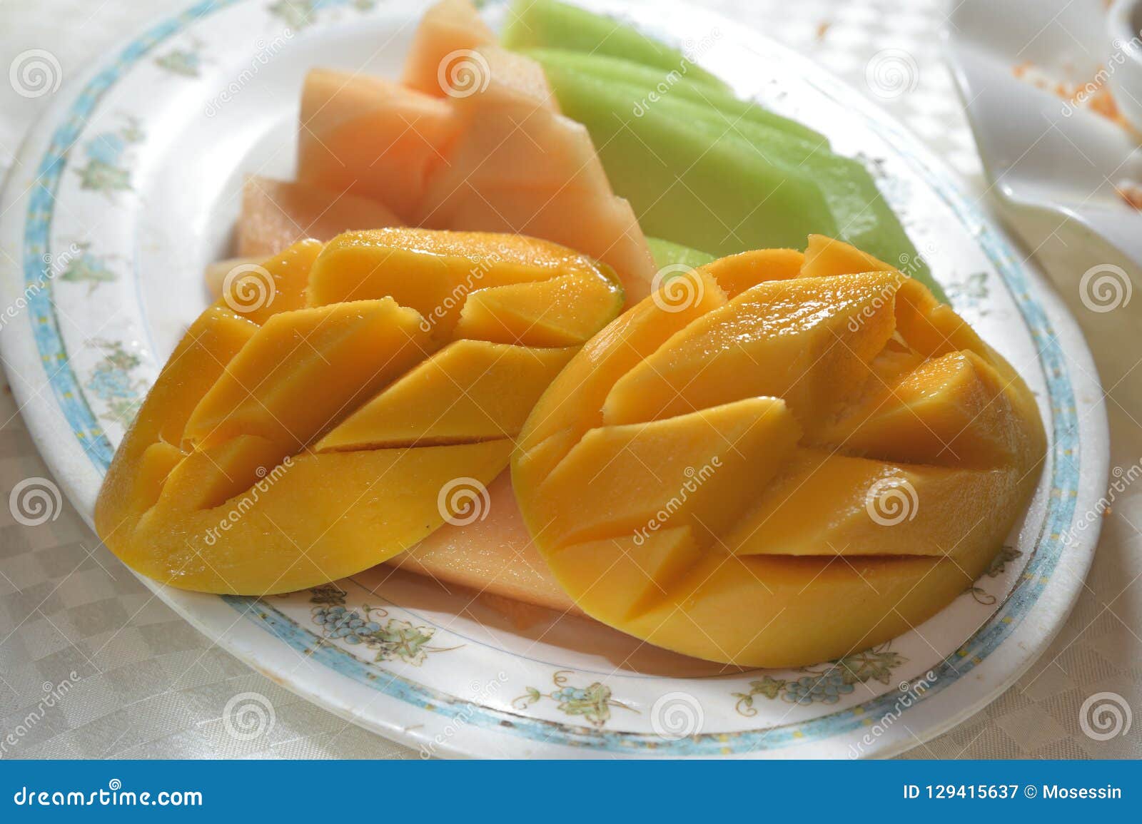 Mango honey melon platter stock image. Image of mango - 129415637