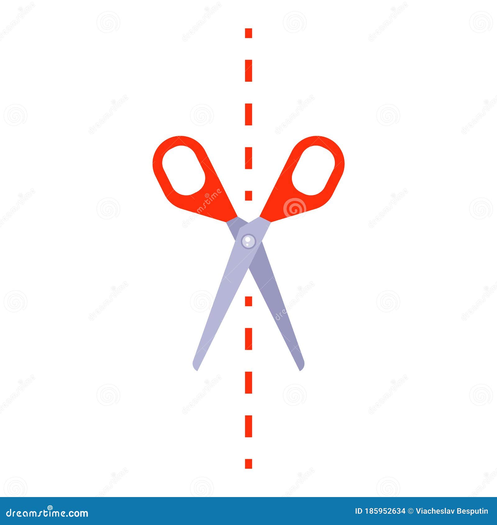 Cut Mark for Scissors on a White Background. Dotted Red Line Stock ...