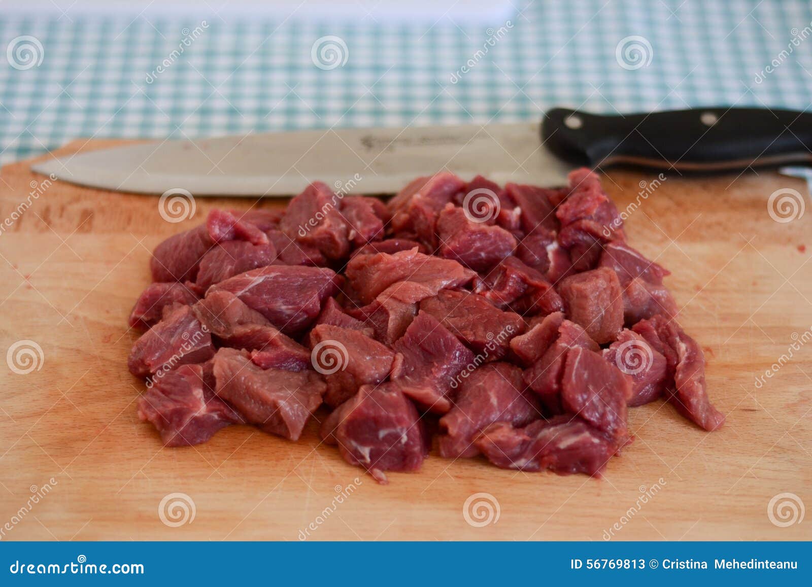 Cut meat stock image. Image of knife, ingredients, chunks - 56769813