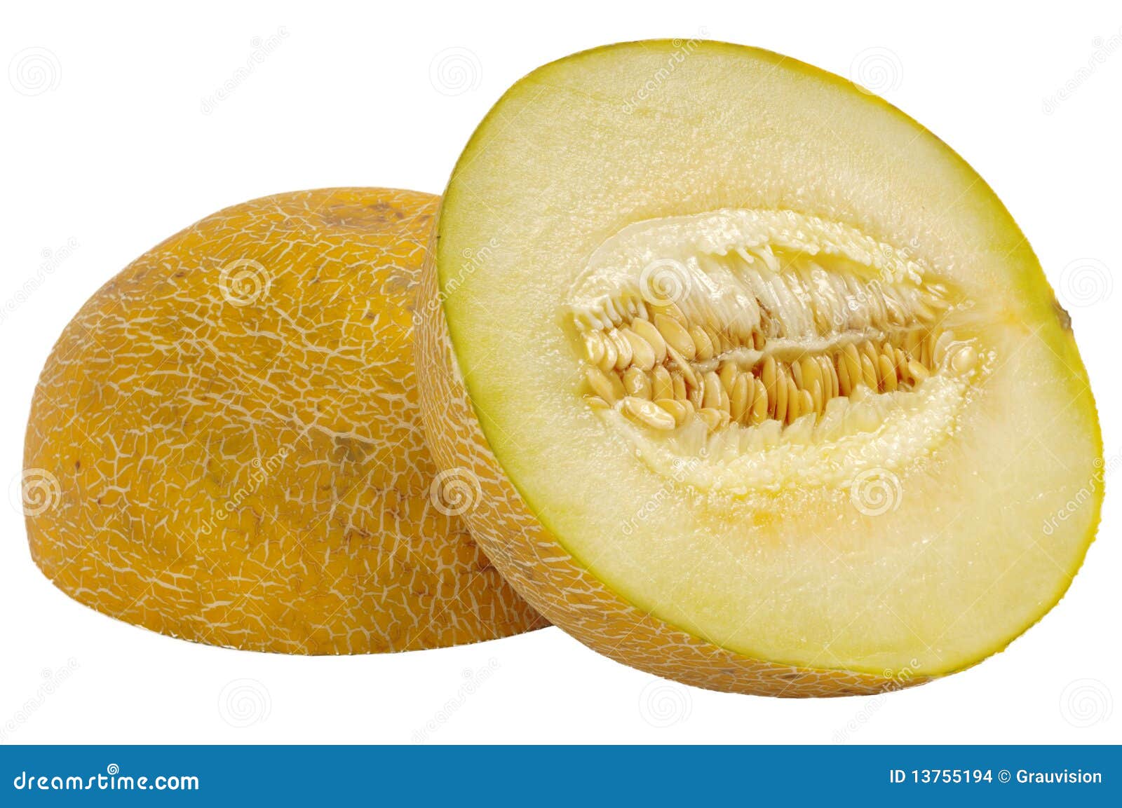 Cut melon in half stock photo. Image of isolated, seed - 13755194