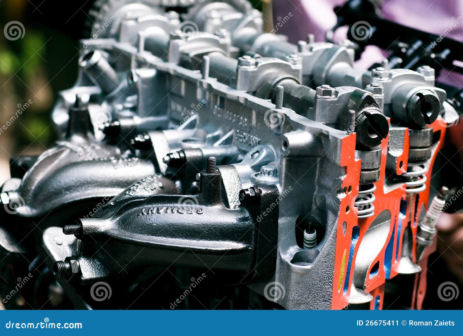 Cut metal engine. stock image. Image of large, metallic - 26675411