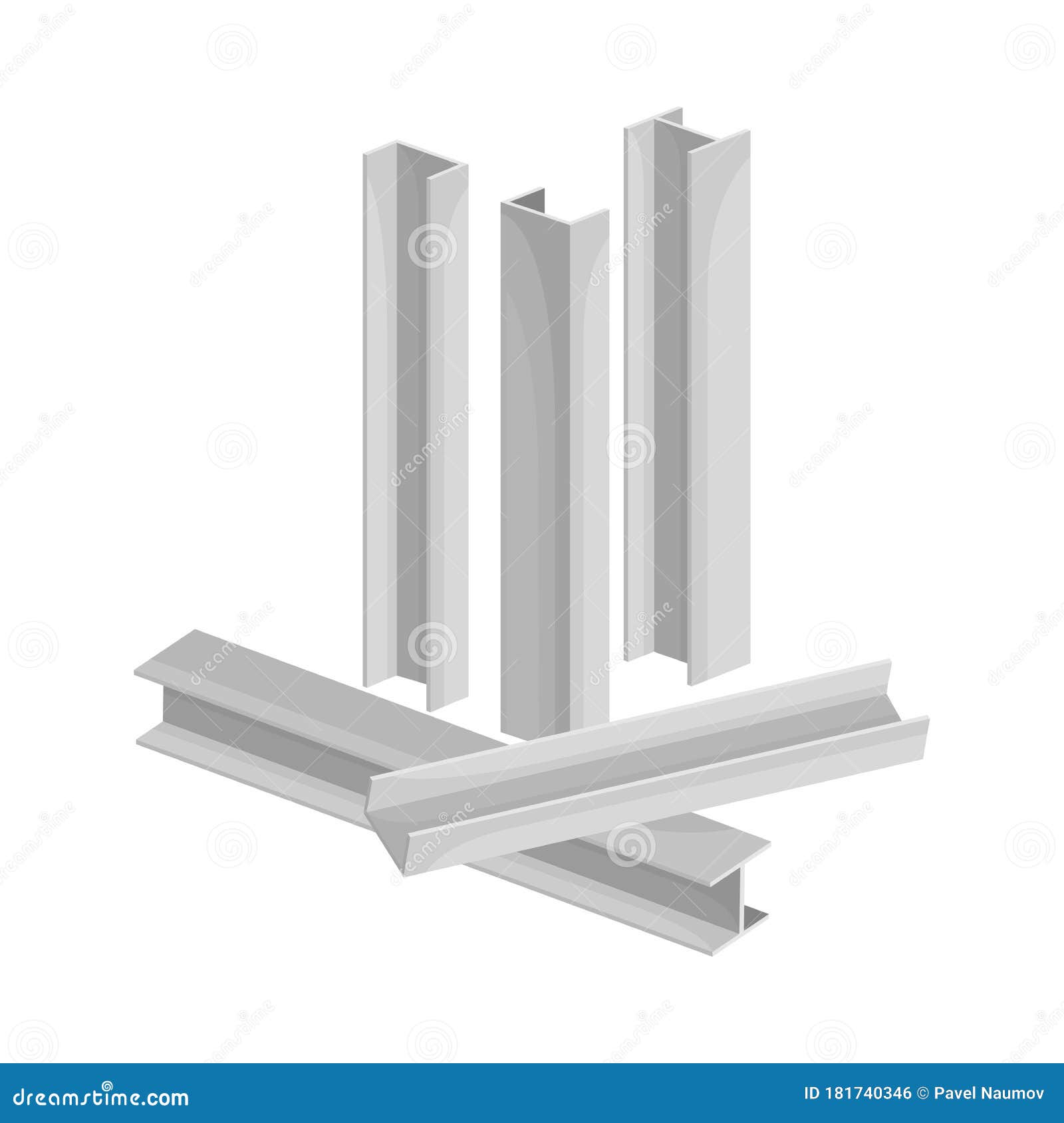 Cut Metal Profiles Standing Vertically Isolated on White Background ...