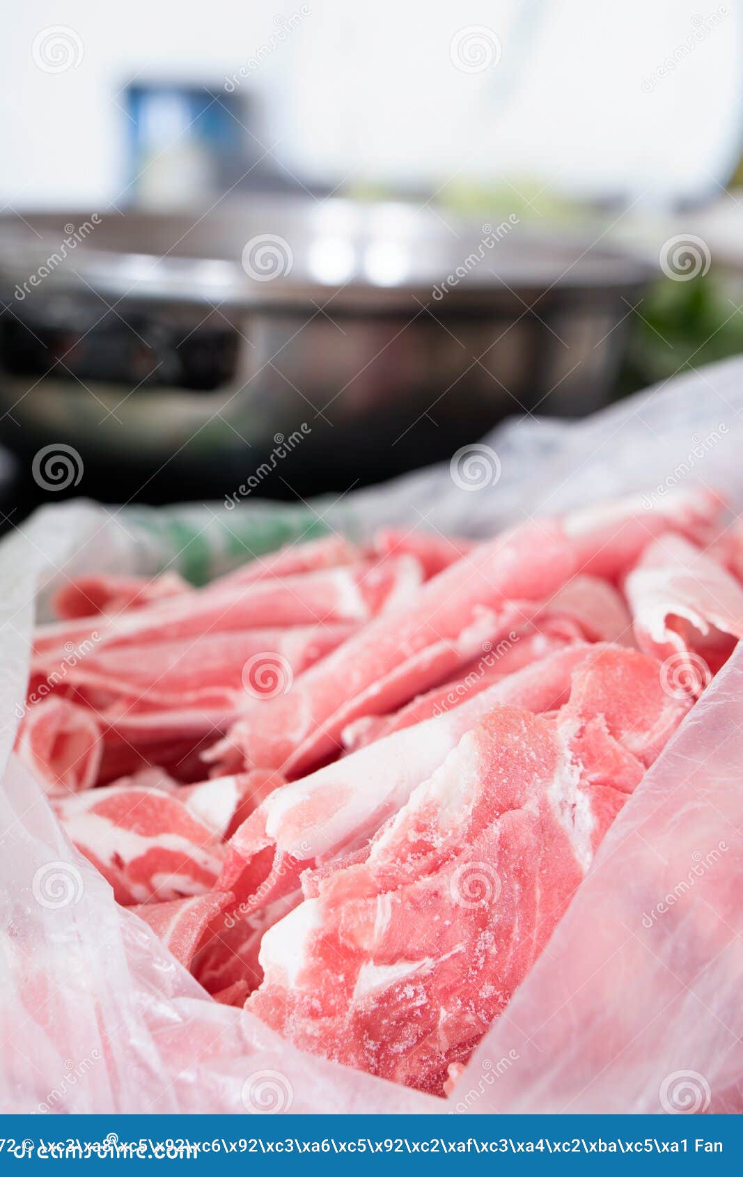 The Cut Mutton Roll and the Hot Pot on the Induction Cooker Stock Photo ...