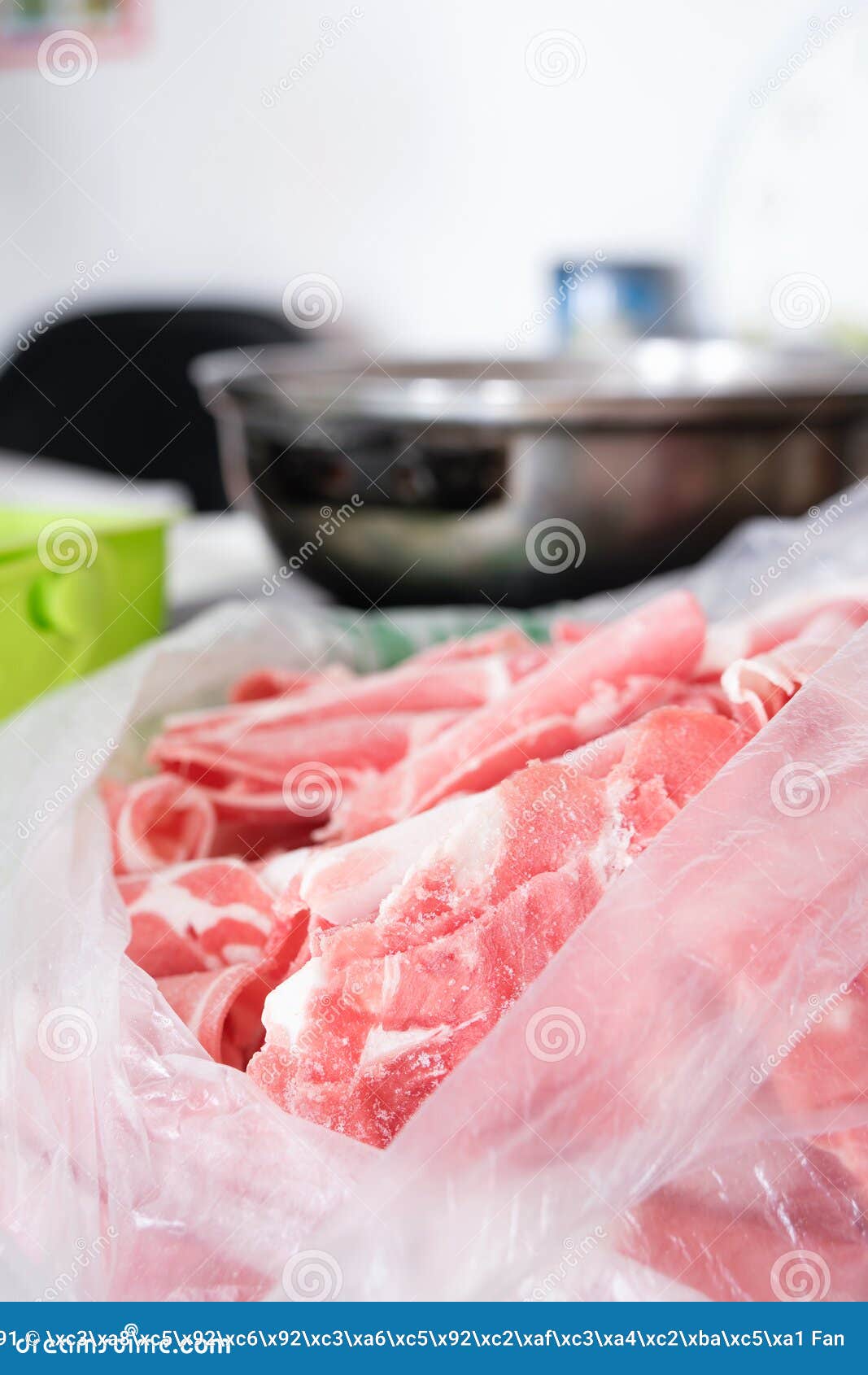 The Cut Mutton Roll and the Hot Pot on the Induction Cooker Stock Image ...