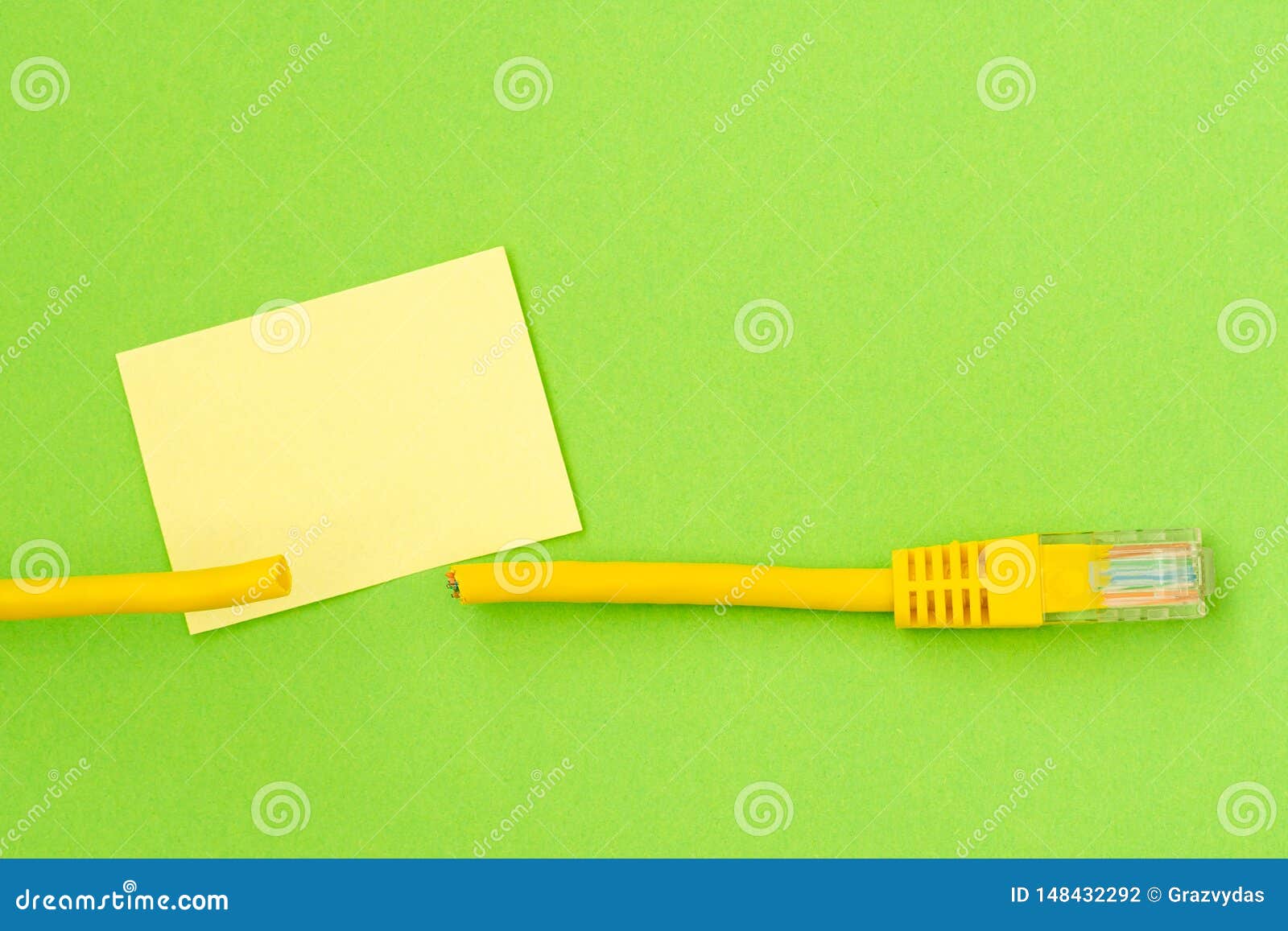 Cut Network Cable and Blank Sticky Note Stock Photo - Image of ...