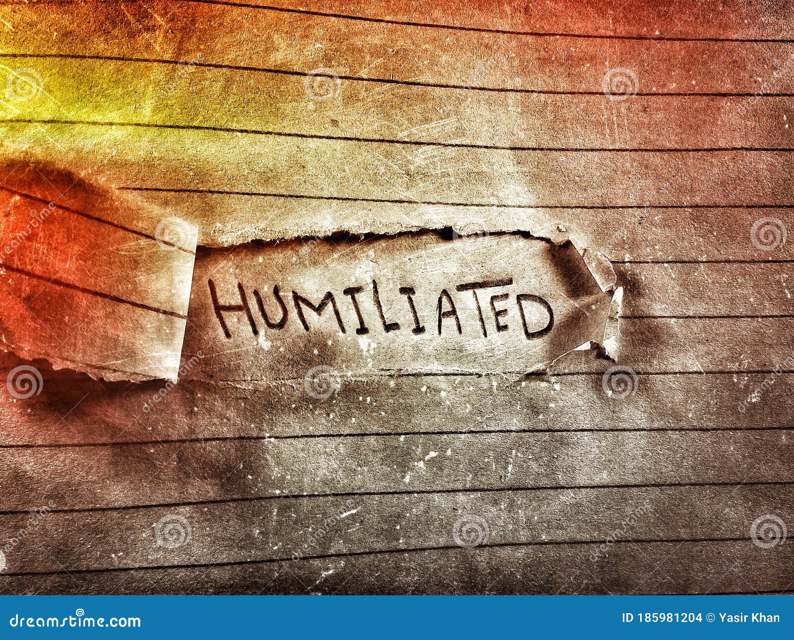On a Cut Notebook Page the Word Humiliated Written Stock Photo - Image ...
