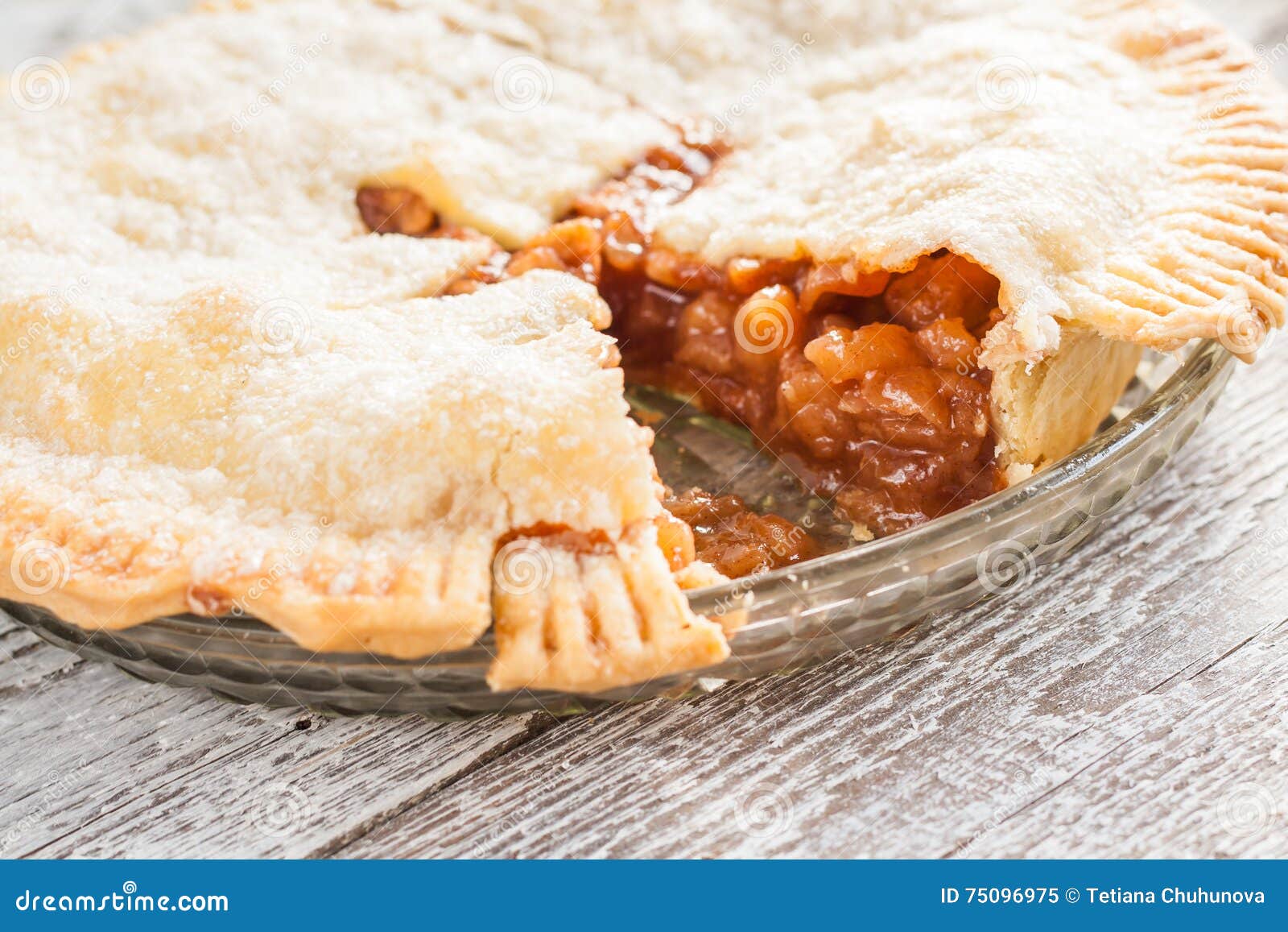 Cut Off a Piece of American Apple Pie Stock Image - Image of baking ...