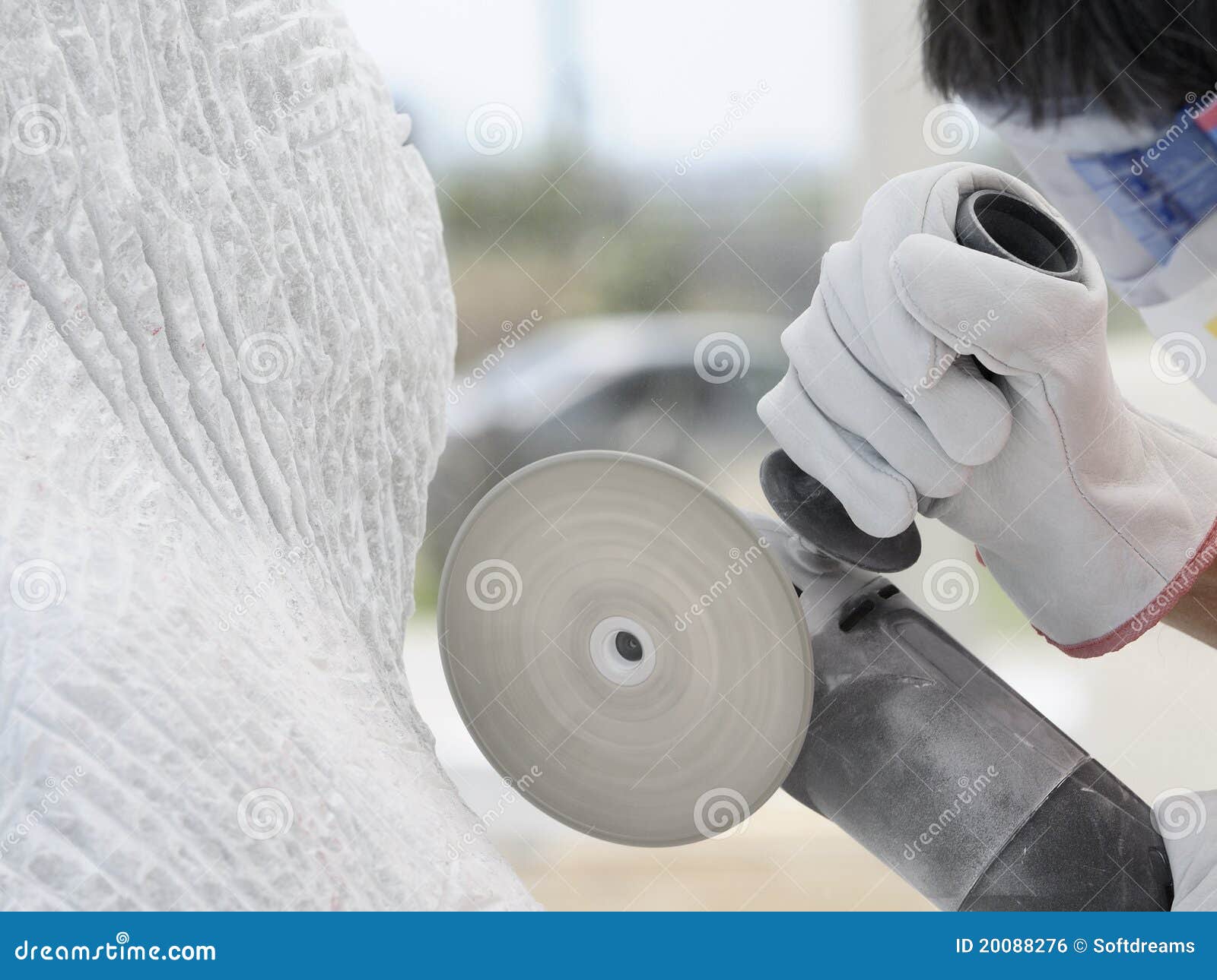 Cut-off saw work stock photo. Image of hand, diamond - 20088276