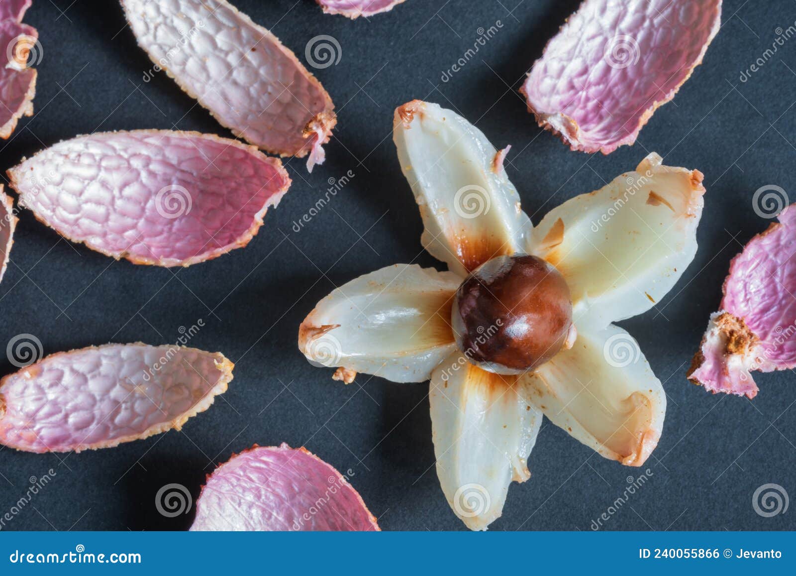 Cut Open Fresh Lychee Fruit Slide Pan Stock Photo - Image of natural ...