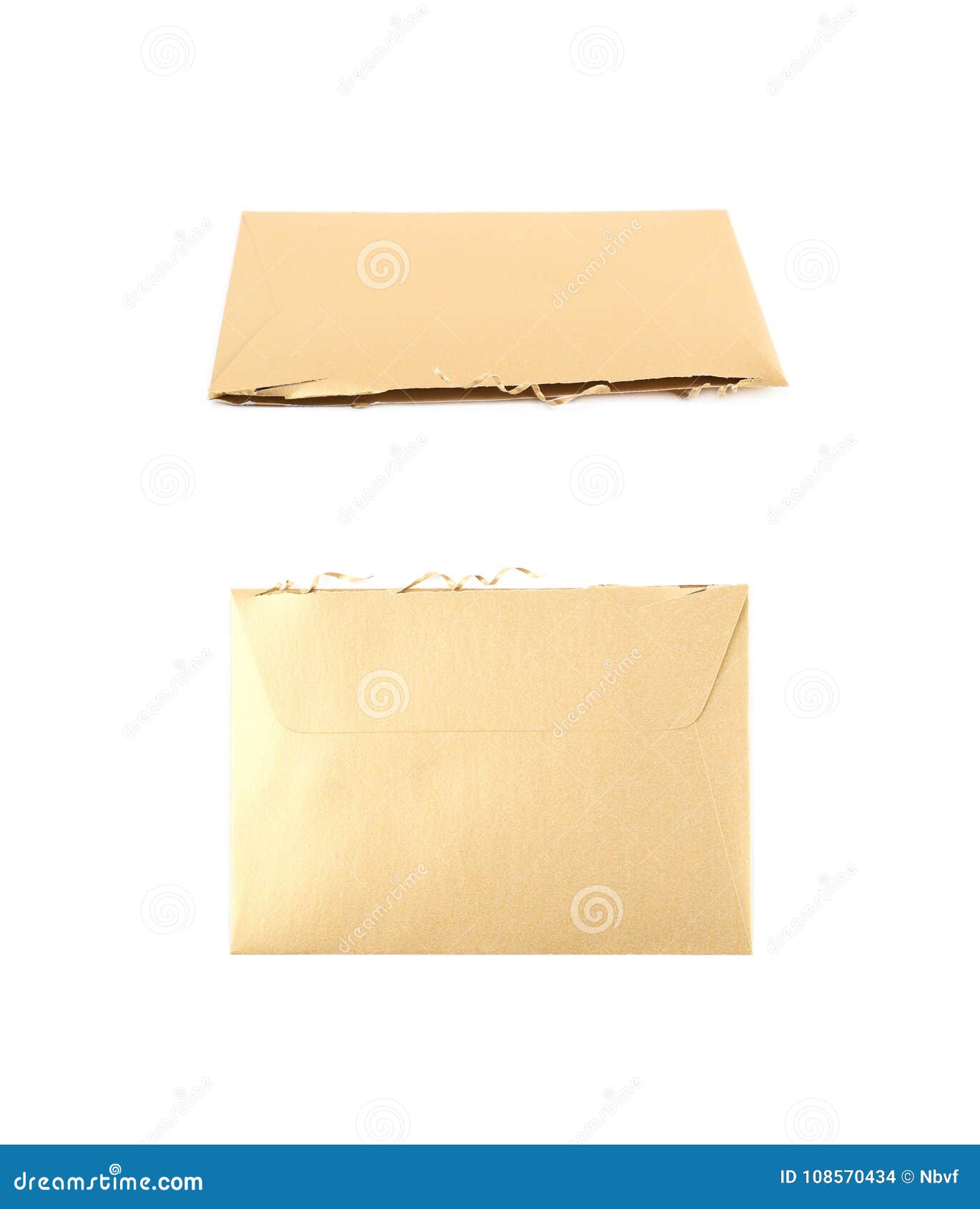 Cut Open Paper Envelope Isolated Stock Photo - Image of empty, delivery ...