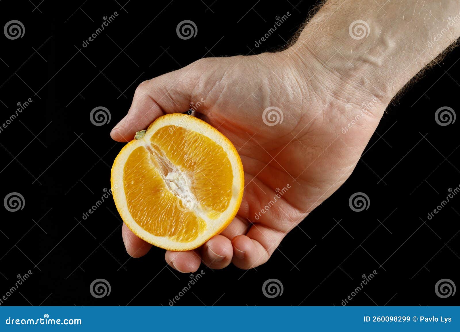 Cut Orange in Hand Close-up Isolate Stock Image - Image of sweet, fruit ...