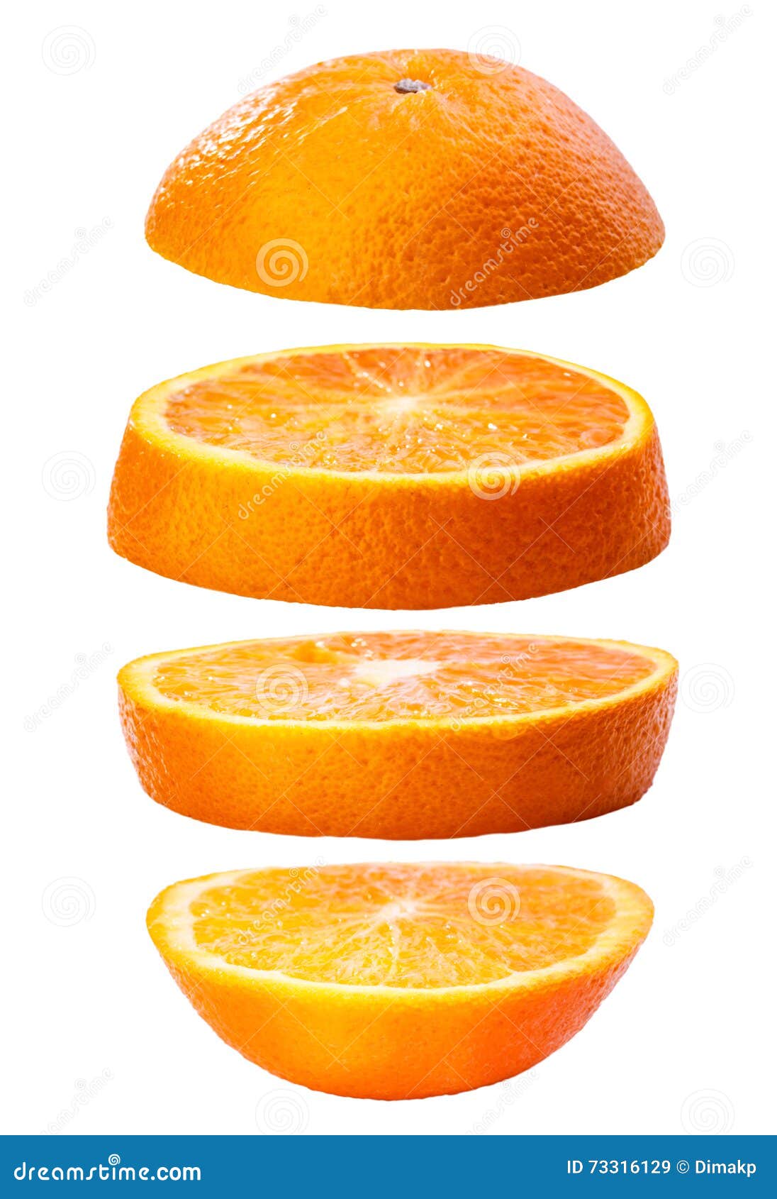 Cut Orange Isolated on White Stock Image - Image of dessert, organic ...