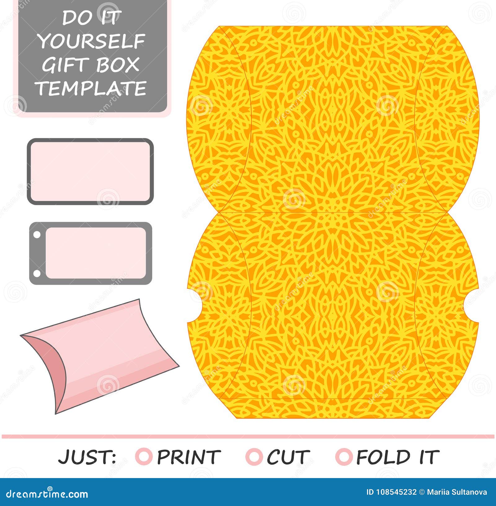 Cut Out Box Template for Birthday Gift Stock Vector - Illustration of ...