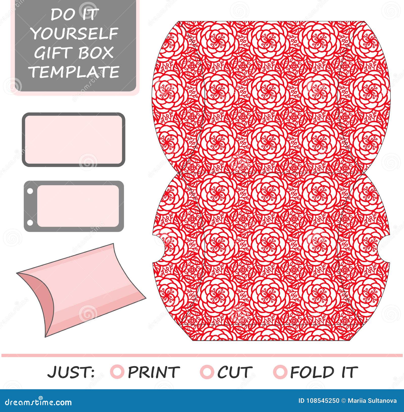 Cut Out Box Template for Birthday Gift Stock Vector - Illustration of ...