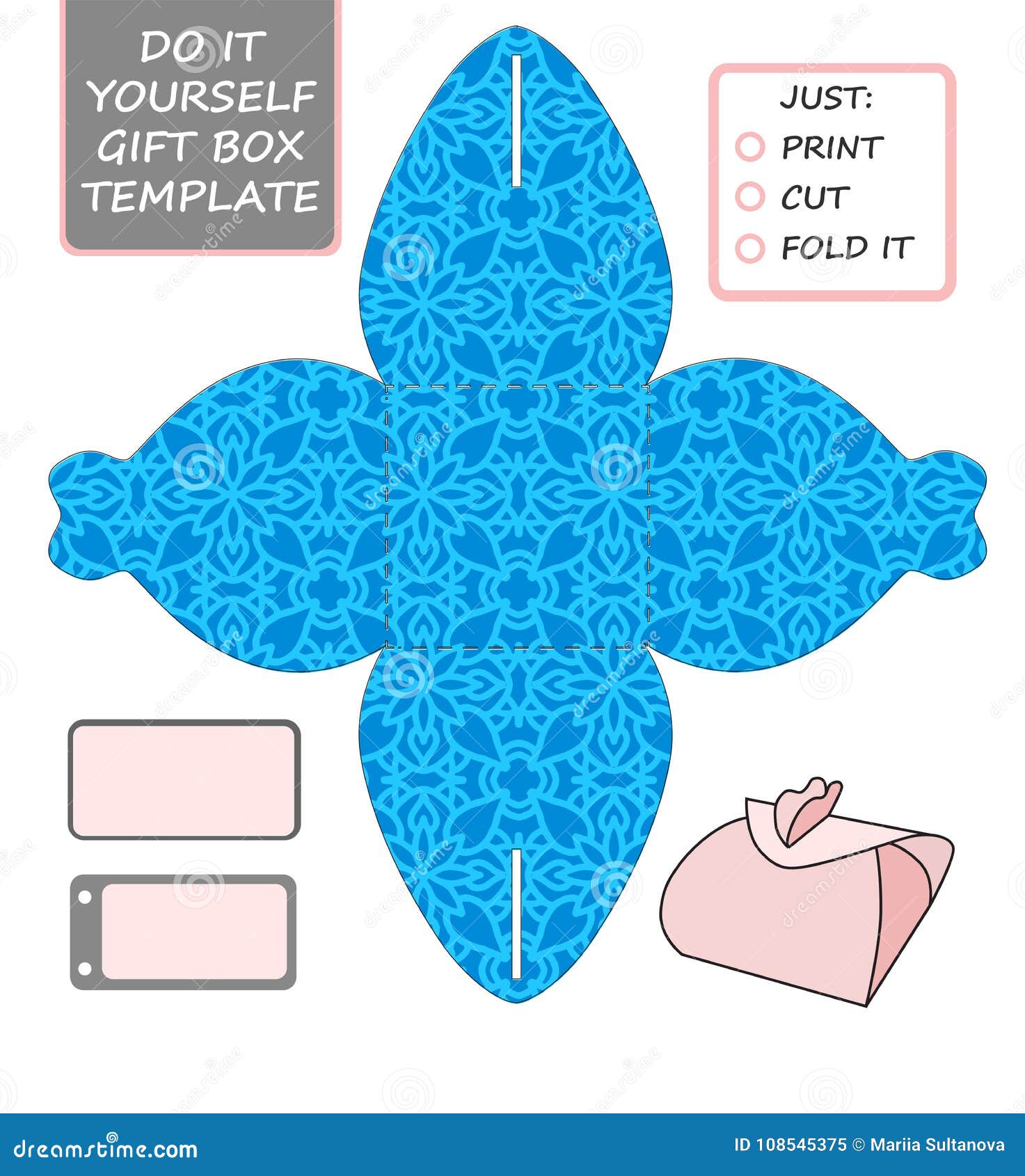 Cut Out Box Template for Birthday Gift Stock Vector - Illustration of ...