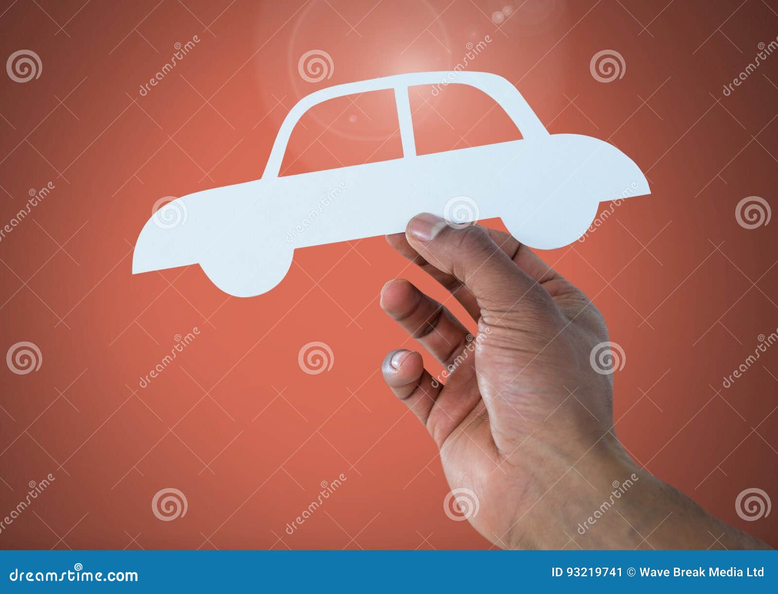 Cut out car in hand stock illustration. Illustration of copy - 93219741