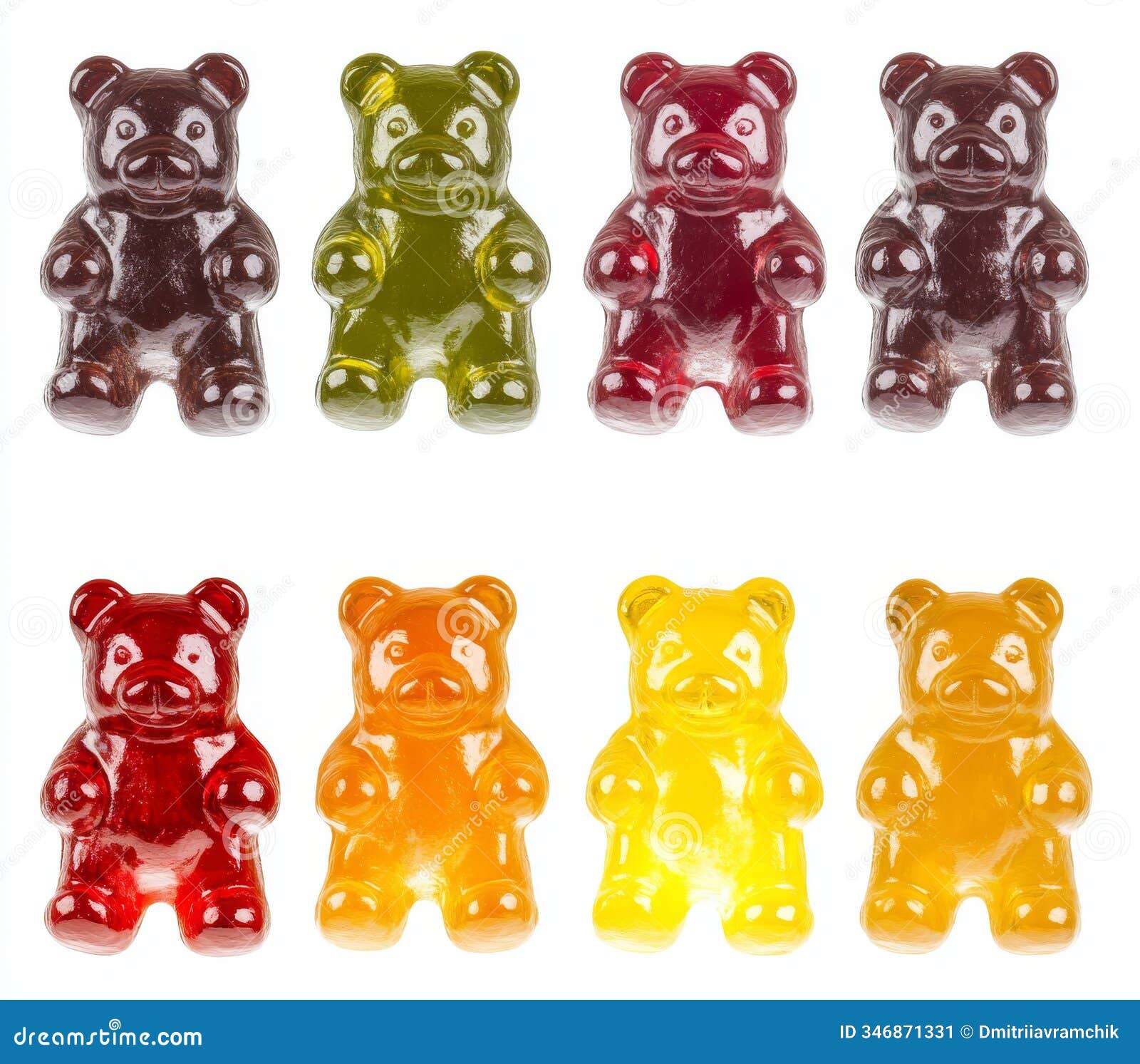 Cut-out Collection of Multicolored Jelly Gummy Bears Stock Image ...