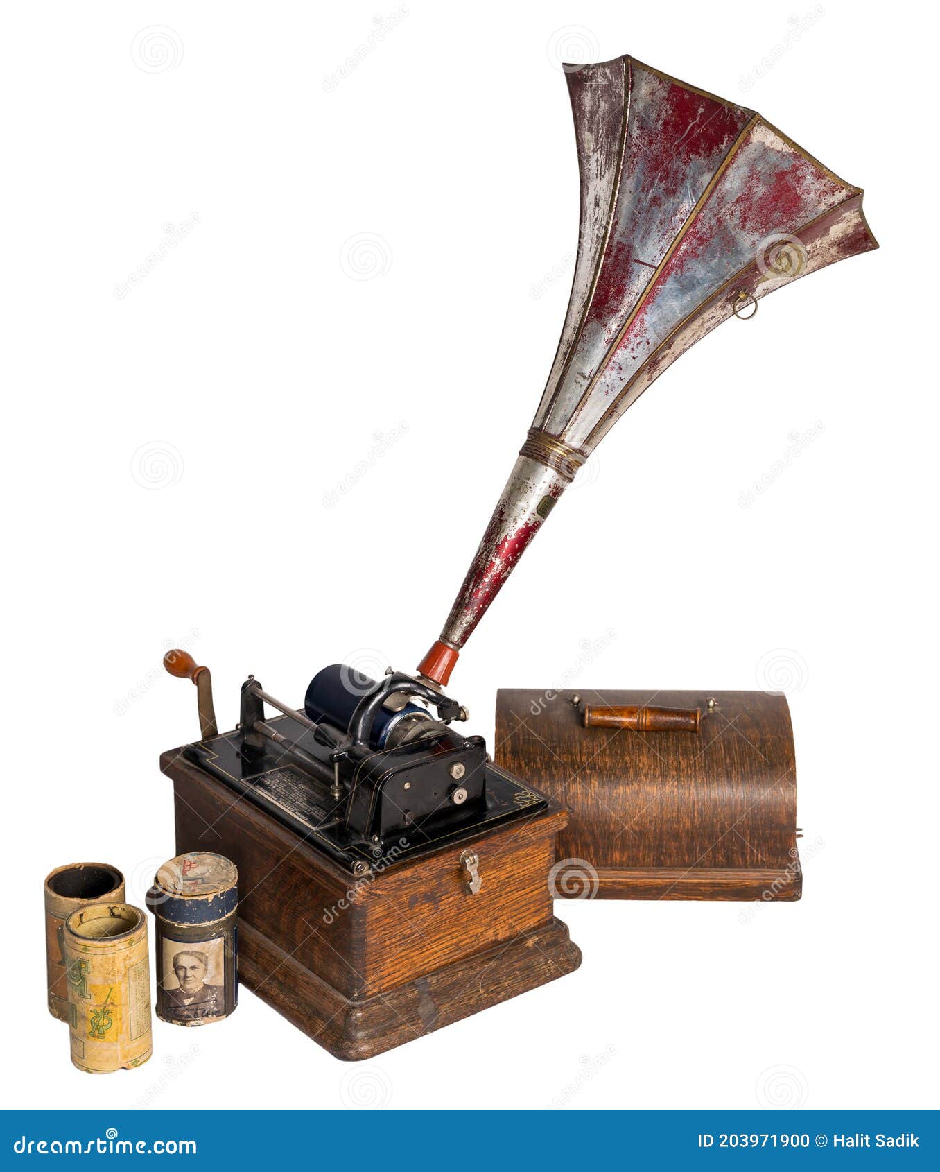 Cylinder Phonograph Isolated On White Stock Photo | CartoonDealer.com ...