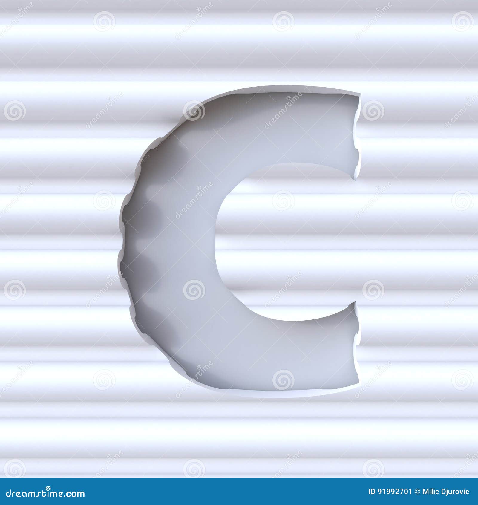 Cut Out Font in Wave Surface LETTER C 3D Stock Illustration ...